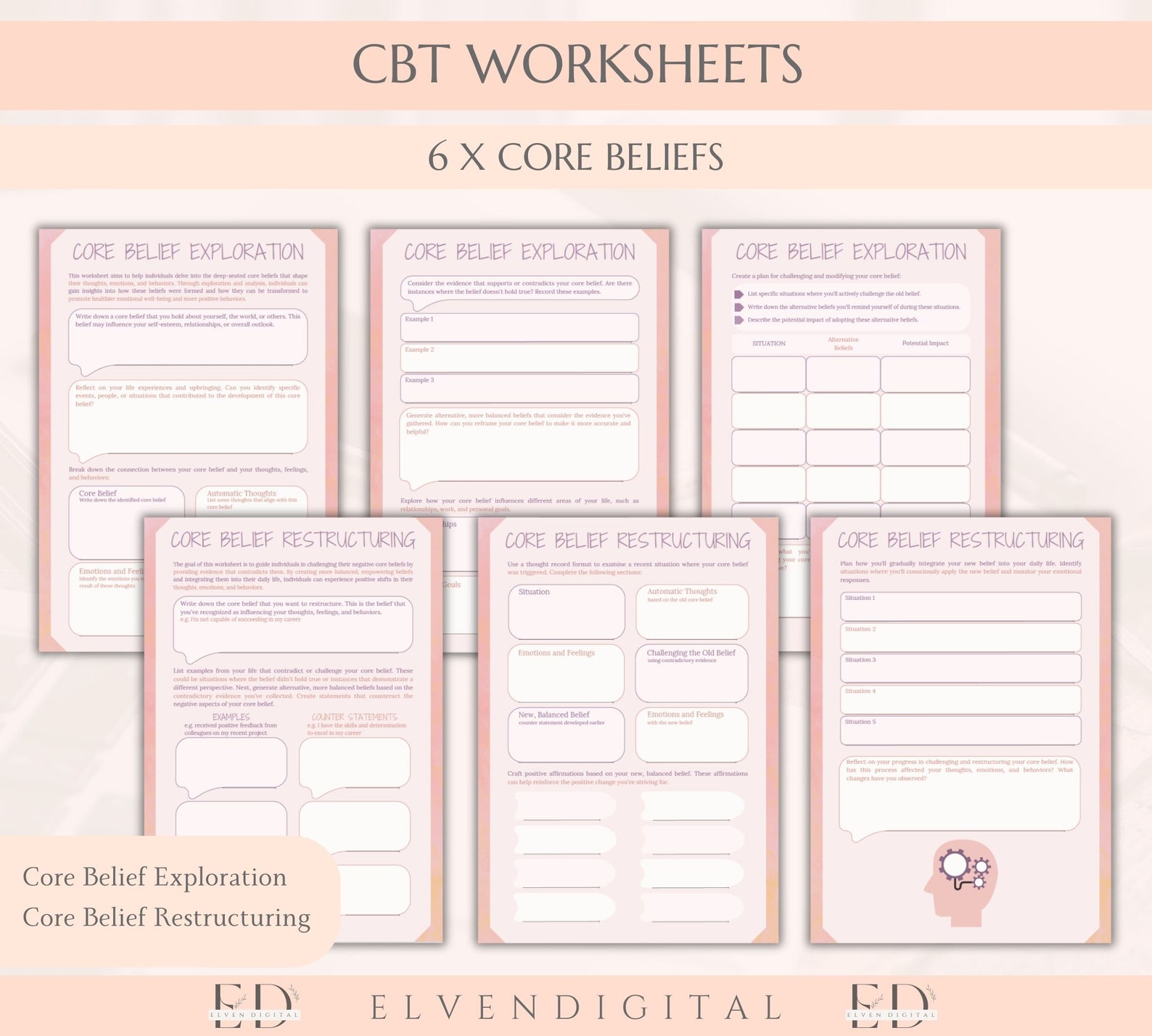 CBT Therapy Worksheets Cbt Bundle for Teens and Adults CBT Coping Skill ...