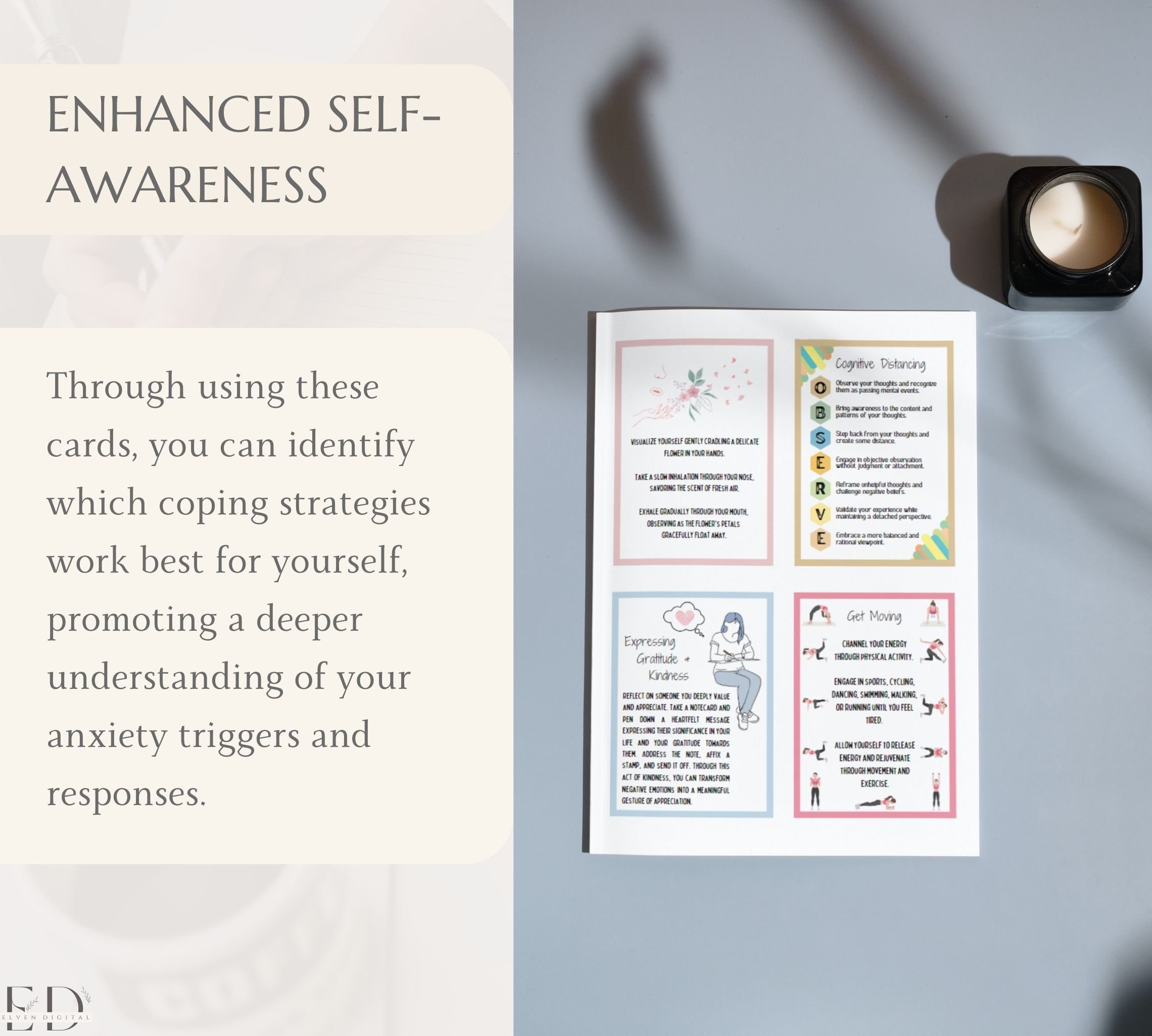 Anxiety Coping Skills Cards Calm Down Corner Psychologist Cards Mental ...