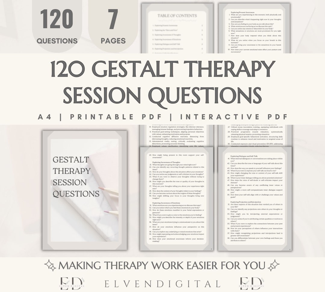 Gestalt Therapy Session Questions for Client Therapist Questions ...