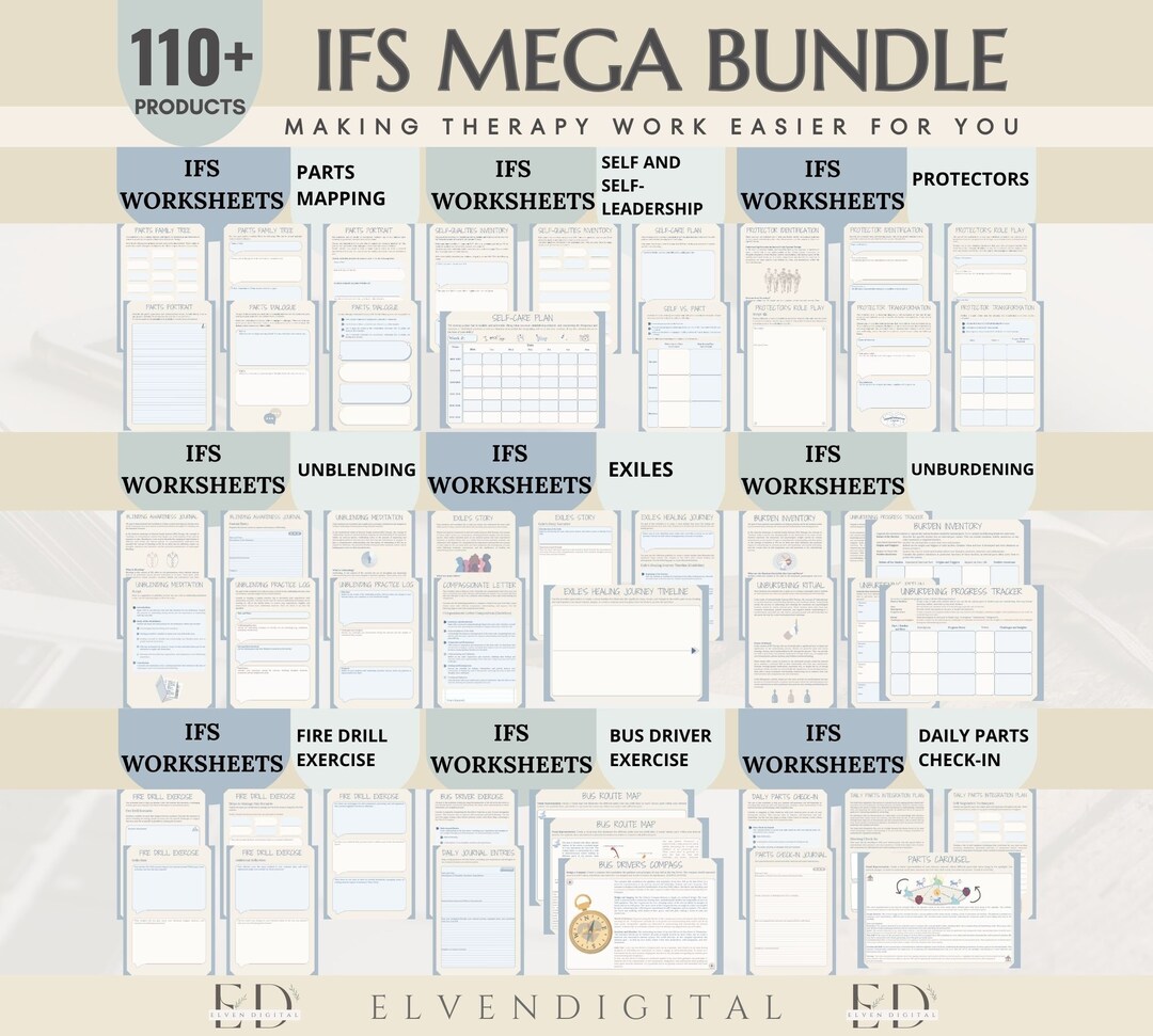 Internal Family Systems Worksheets IFS Cheat Sheets Parts Mapping ...