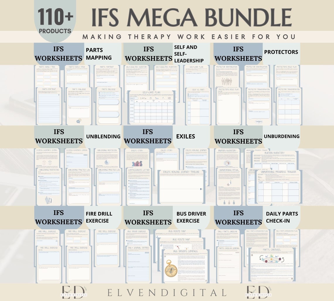 Internal Family Systems Worksheets IFS Cheat Sheets Parts Mapping ...