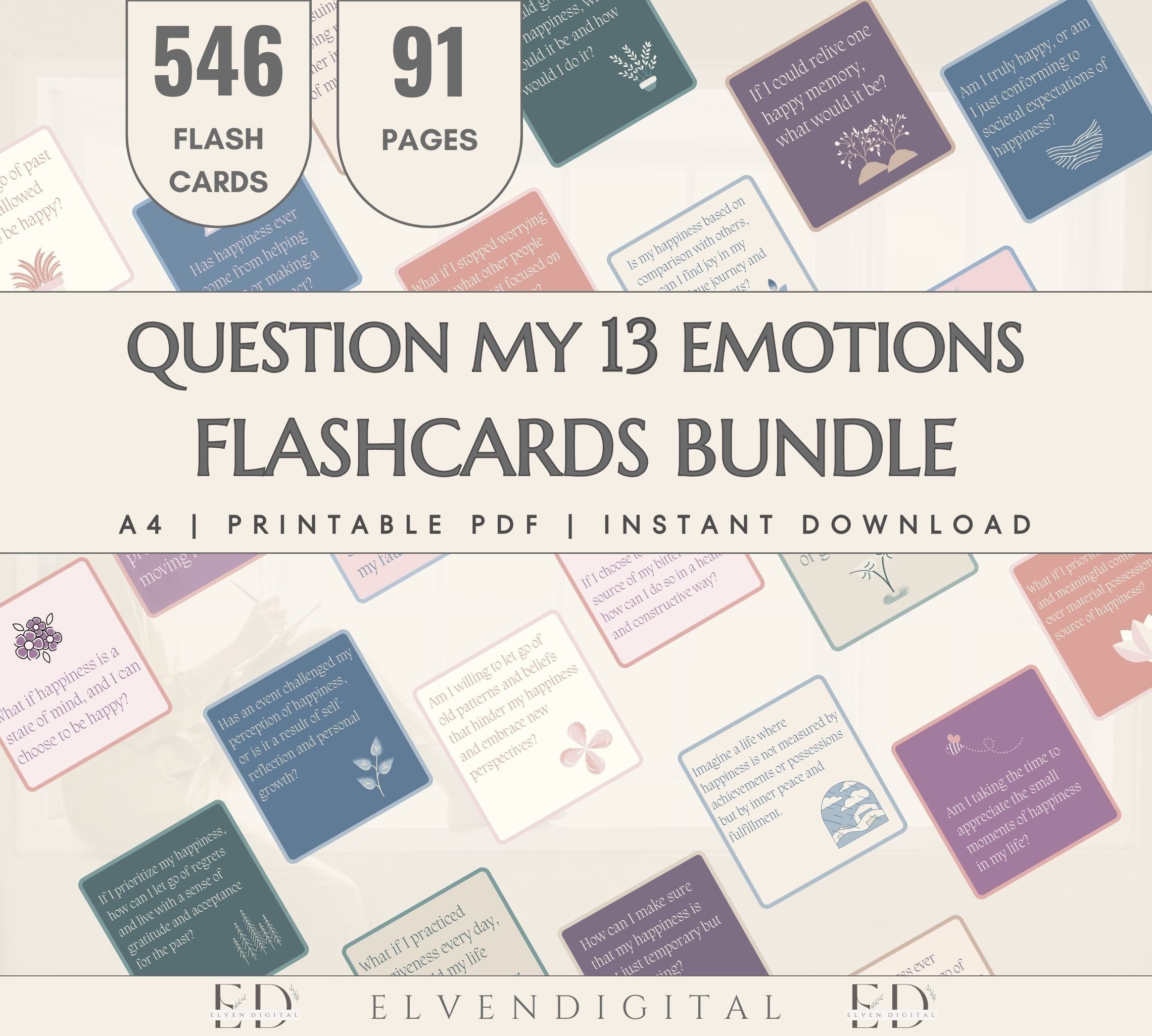 Emotions Flashcards Bundle Printable Flashcards for Therapy Questions ...