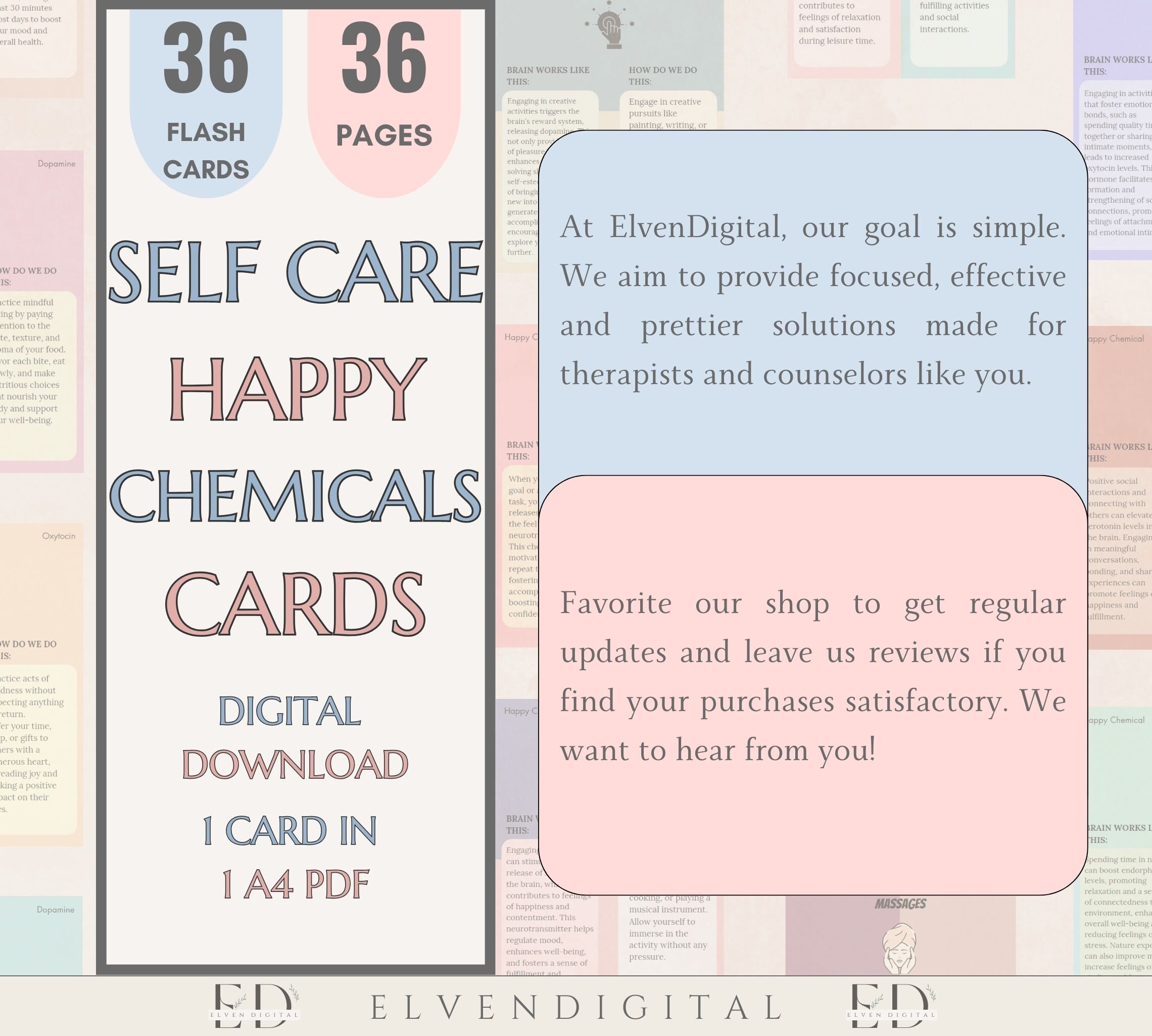 Self Care Card Deck Happy Chemicals Printable Happiness Kits Self Love ...