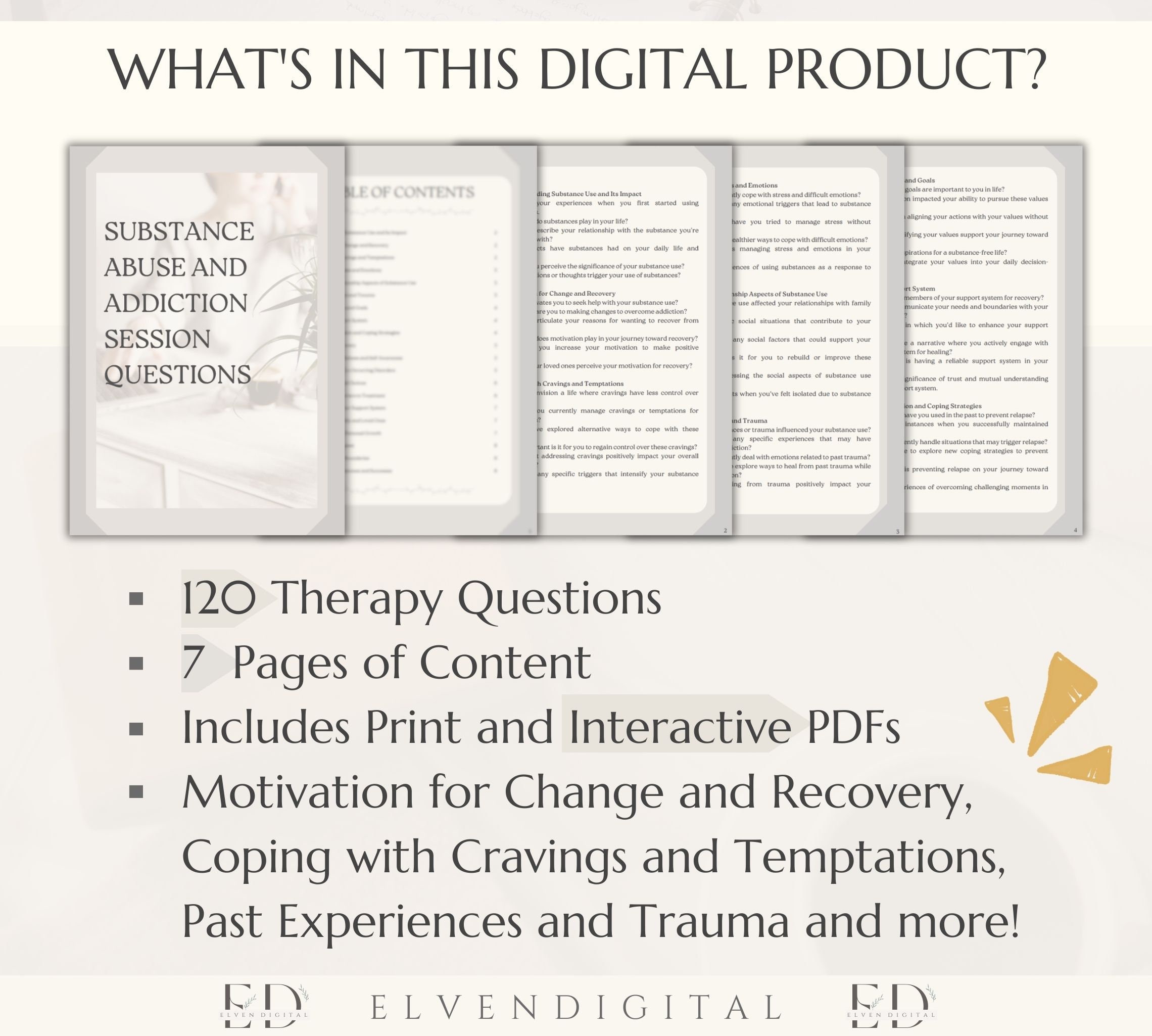 Substance Abuse Addiction Therapy Session Questions for Client Recovery ...