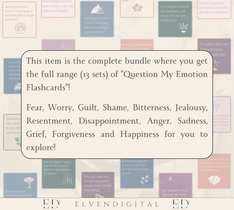 Emotions Flashcards Bundle Printable Flashcards for Therapy Questions ...