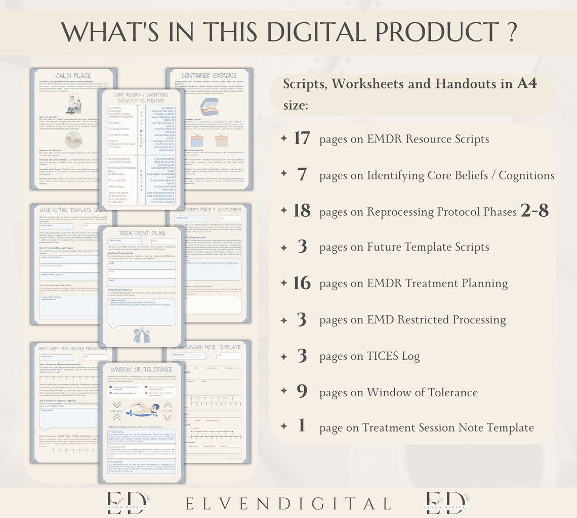 EMDR Worksheet Bundle Eye Movement Psychotherapy Bundle EMDR Scripts ...