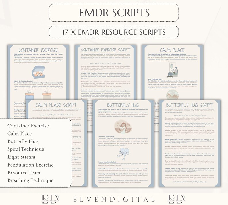 EMDR Worksheet Bundle Eye Movement Psychotherapy Bundle EMDR Scripts ...