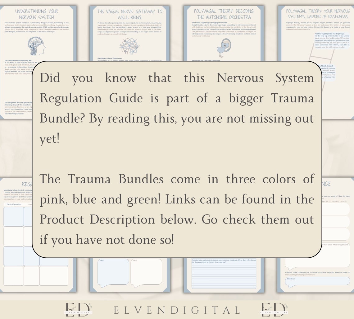 Nervous System Regulation Worksheets for Polyvagal Theory Nervous ...