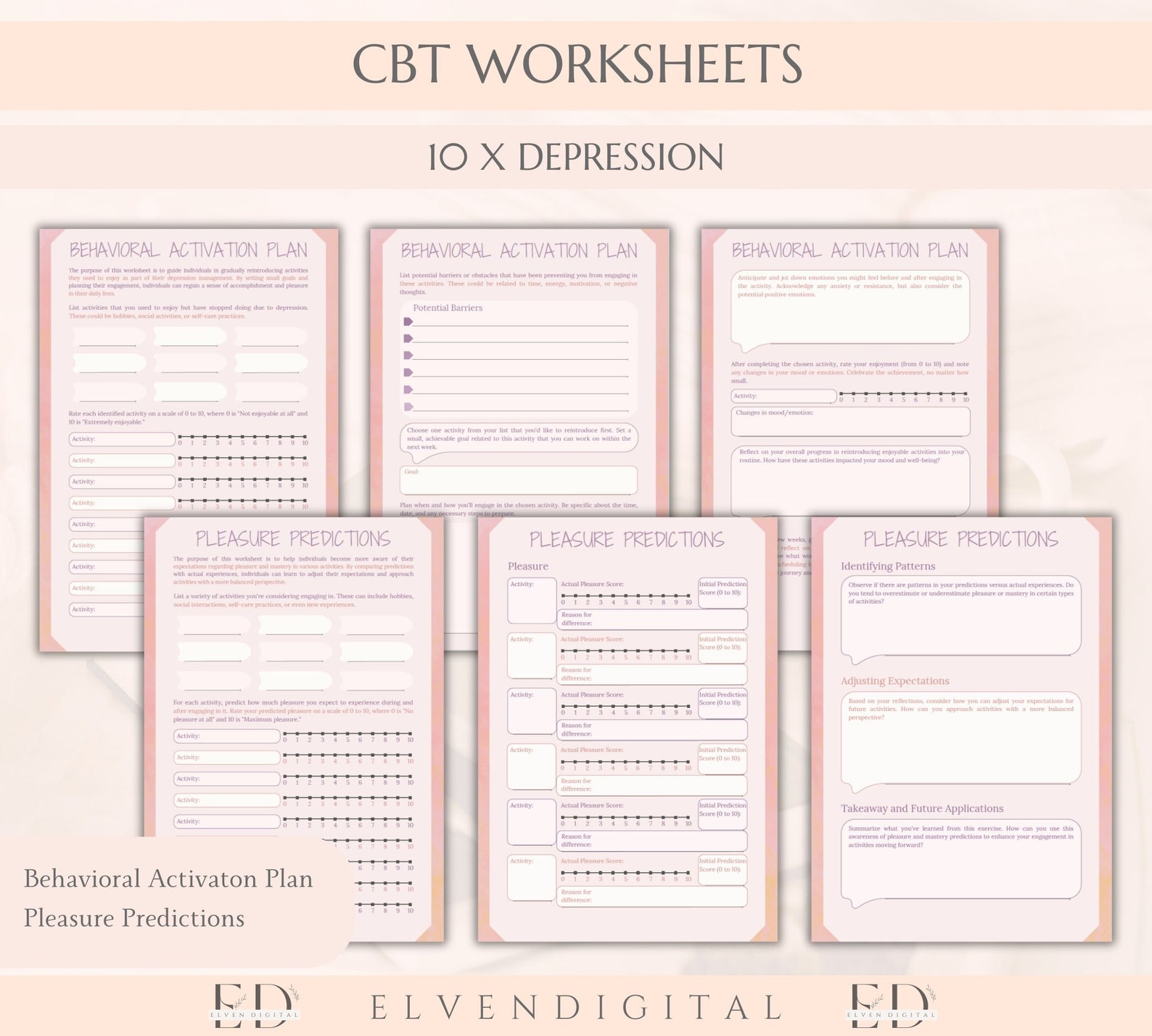 CBT Therapy Worksheets Cbt Bundle for Teens and Adults CBT Coping Skill ...