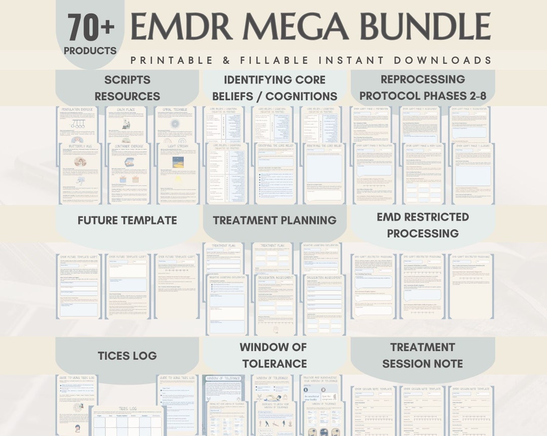 EMDR Worksheet Bundle Eye Movement Psychotherapy Bundle EMDR Scripts ...