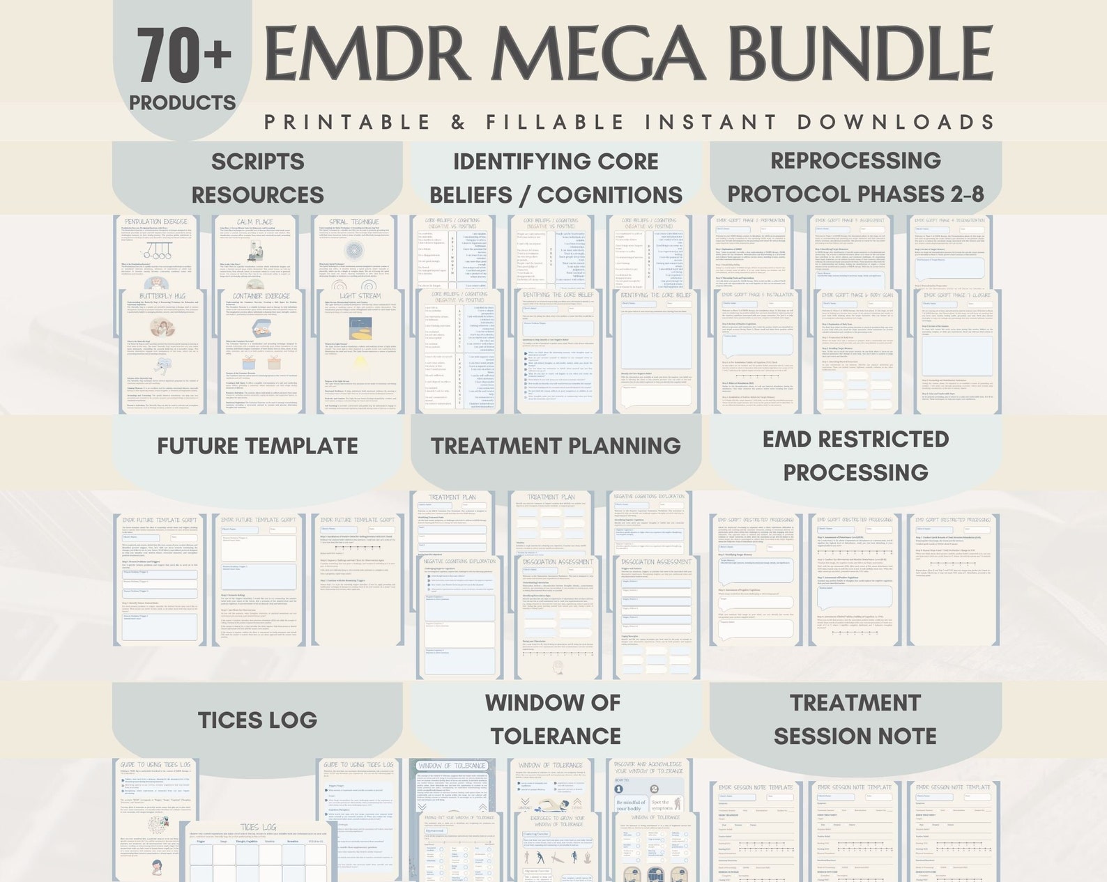 EMDR Worksheet Bundle Eye Movement Psychotherapy Bundle EMDR Scripts ...