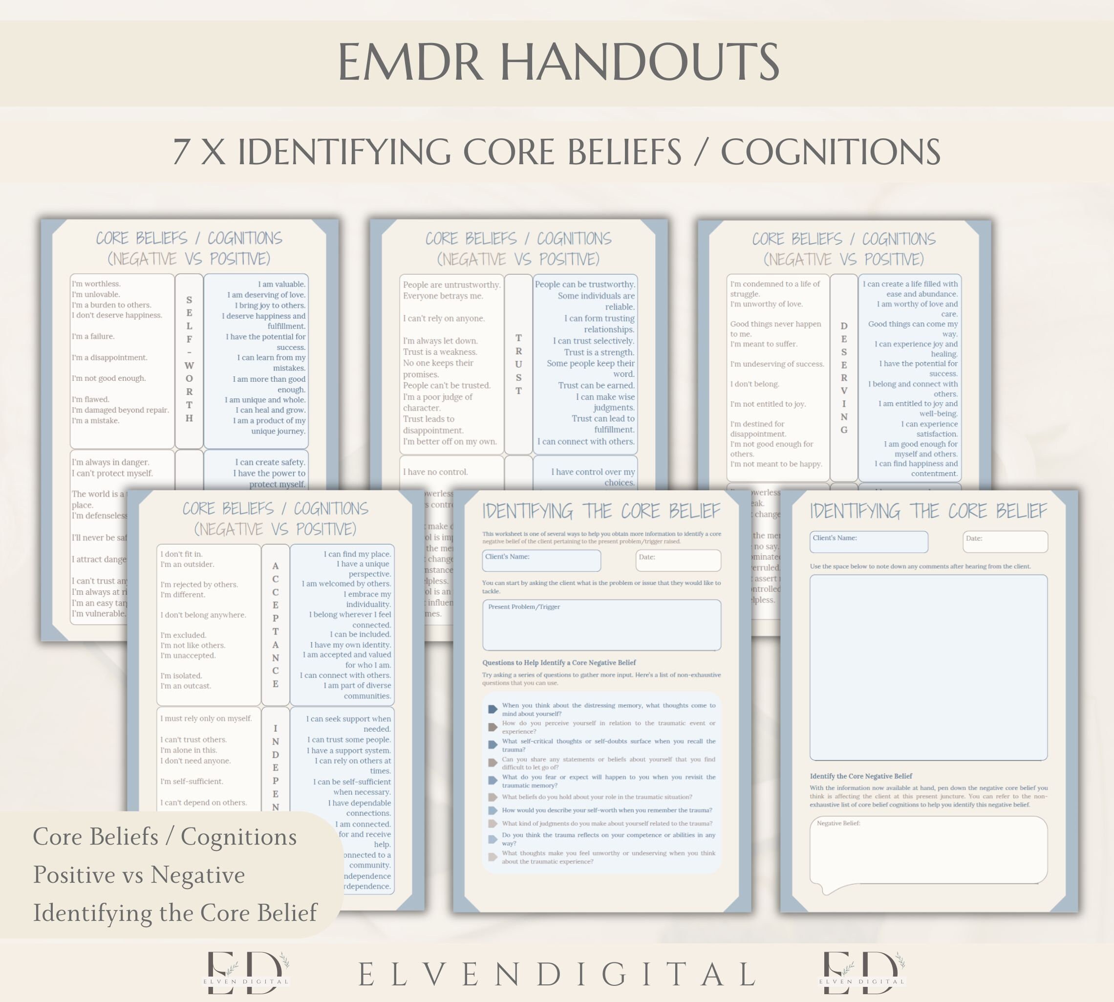 EMDR Worksheet Bundle Eye Movement Psychotherapy Bundle EMDR Scripts ...
