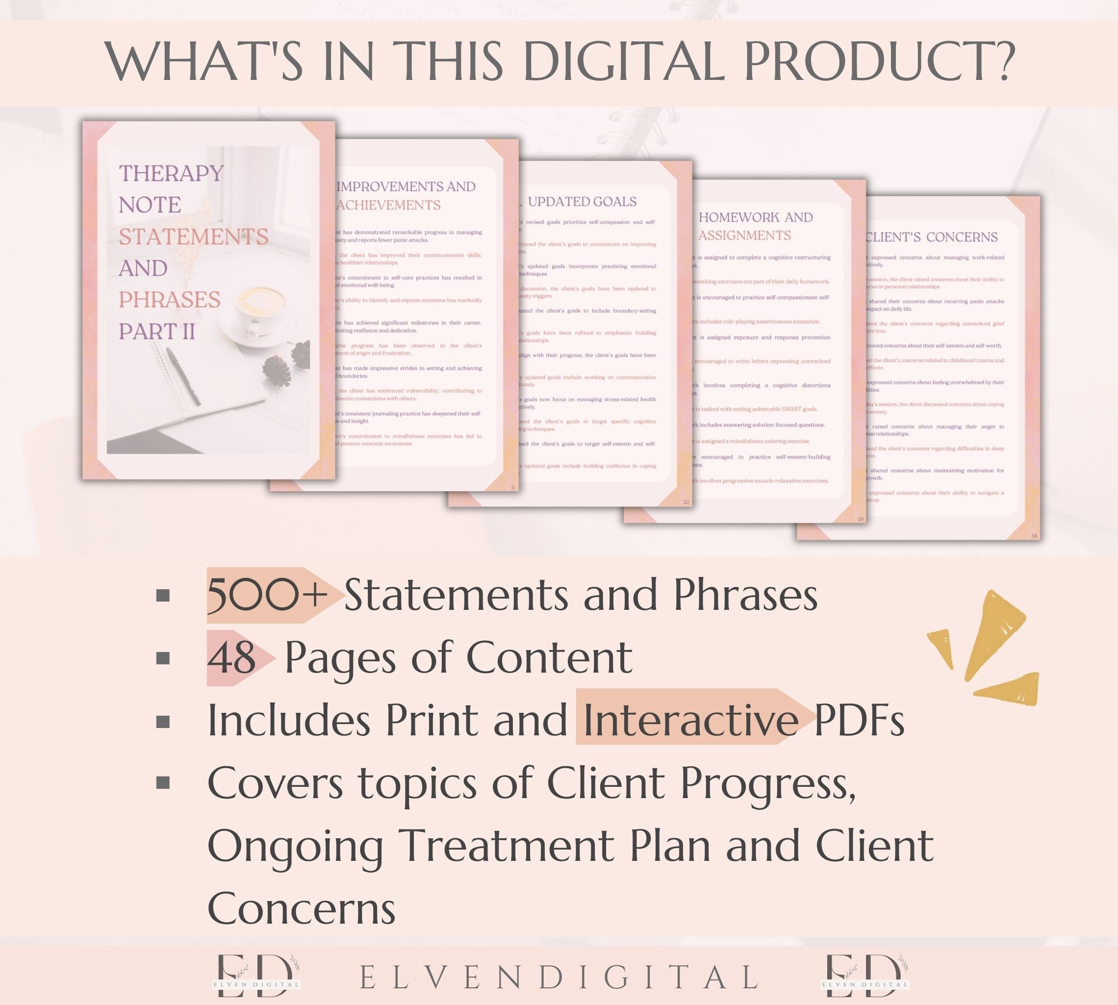 Therapy Progress Notes for Therapist Intervention Statements Phrases ...