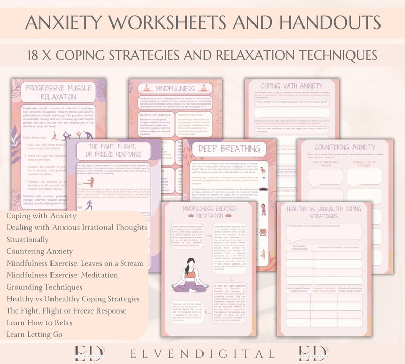 Therapy Workbook Coping Skills Cards Therapist Anxiety Bundle ...