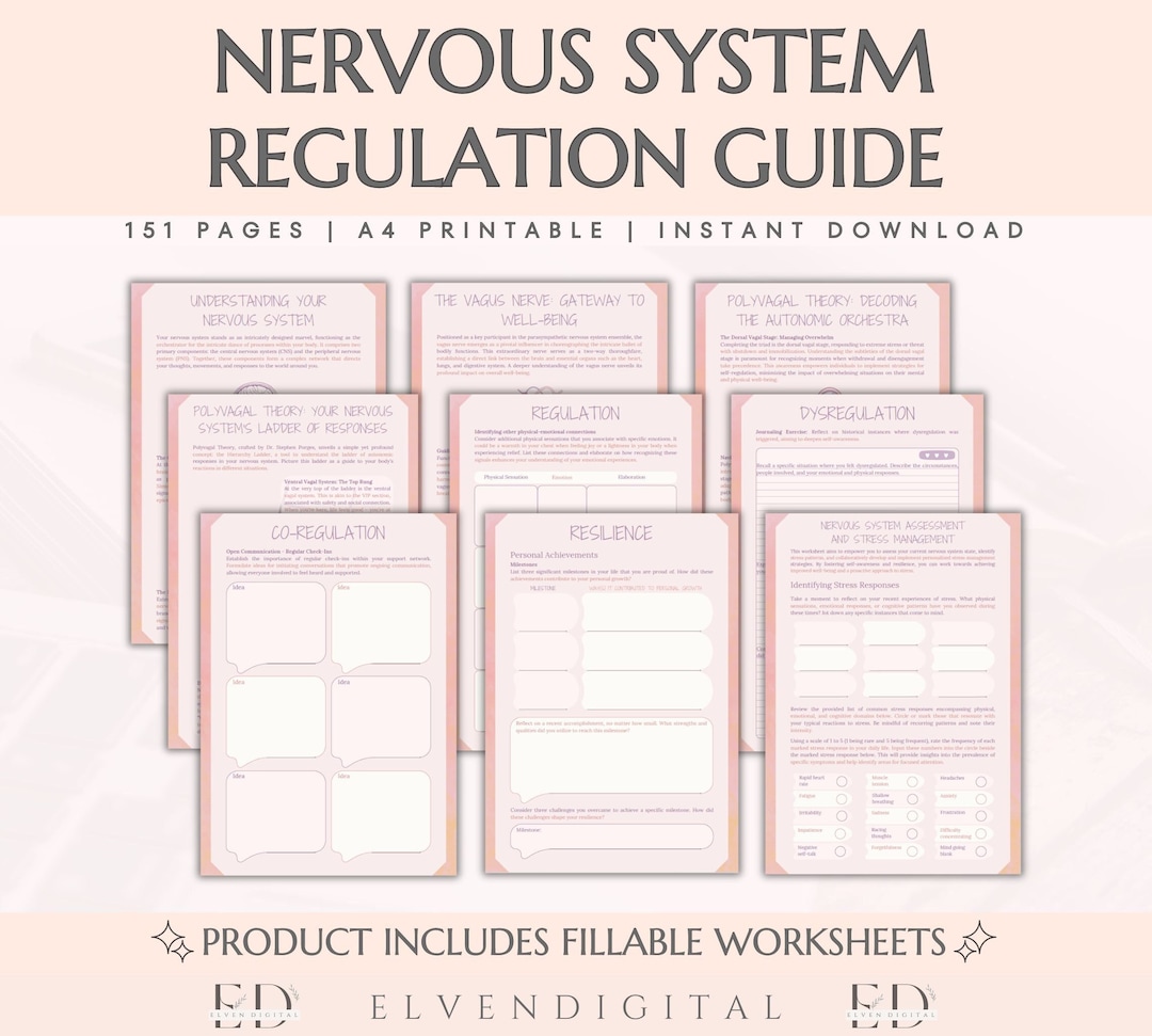 Nervous System Regulation Worksheets Trauma Coping Skills Workbook ...