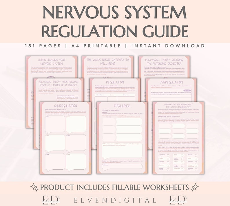 Nervous System Regulation Worksheets Trauma Coping Skills Workbook ...
