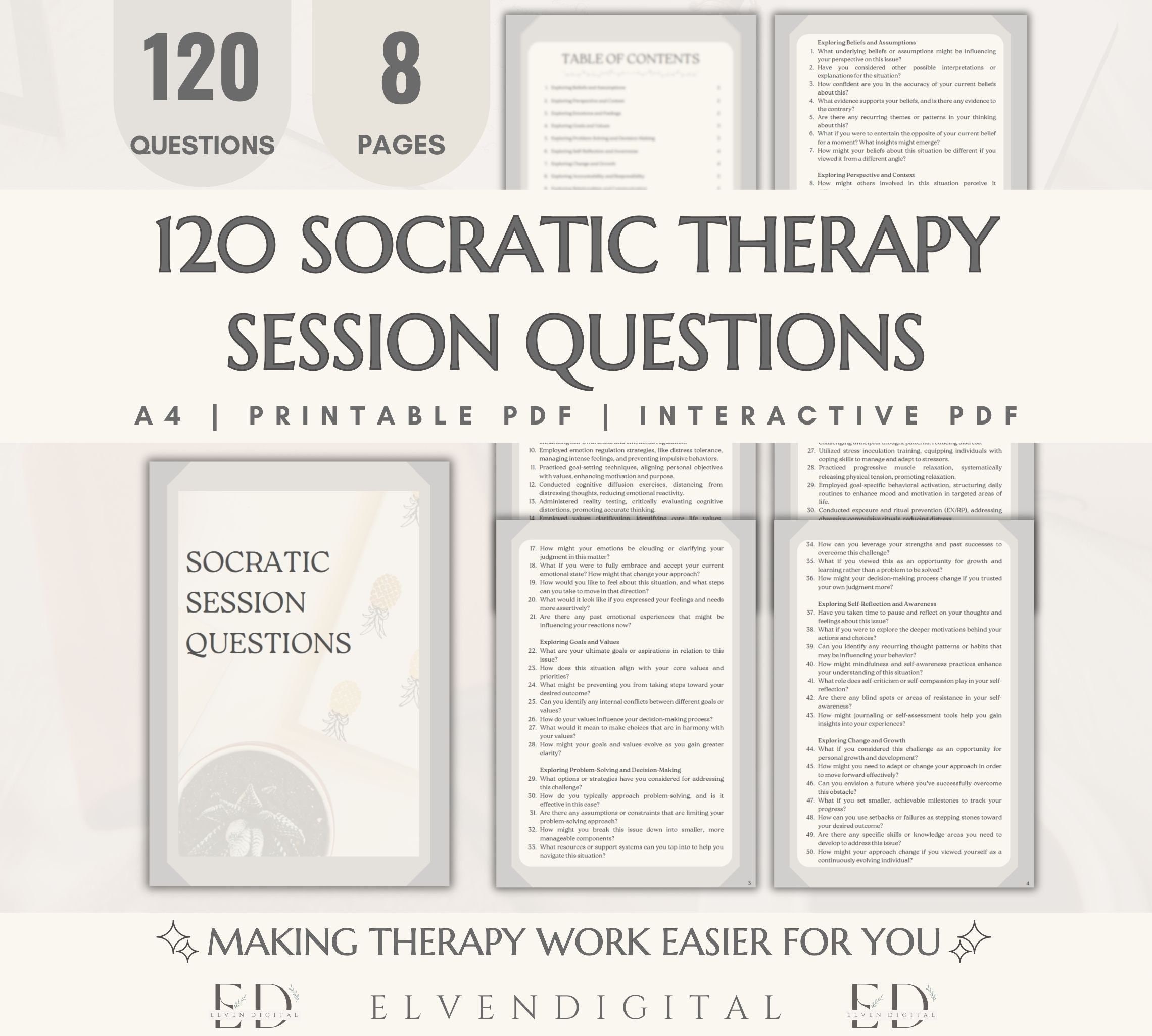 Socratic Therapy Session Questions for Client Recovery Therapist ...