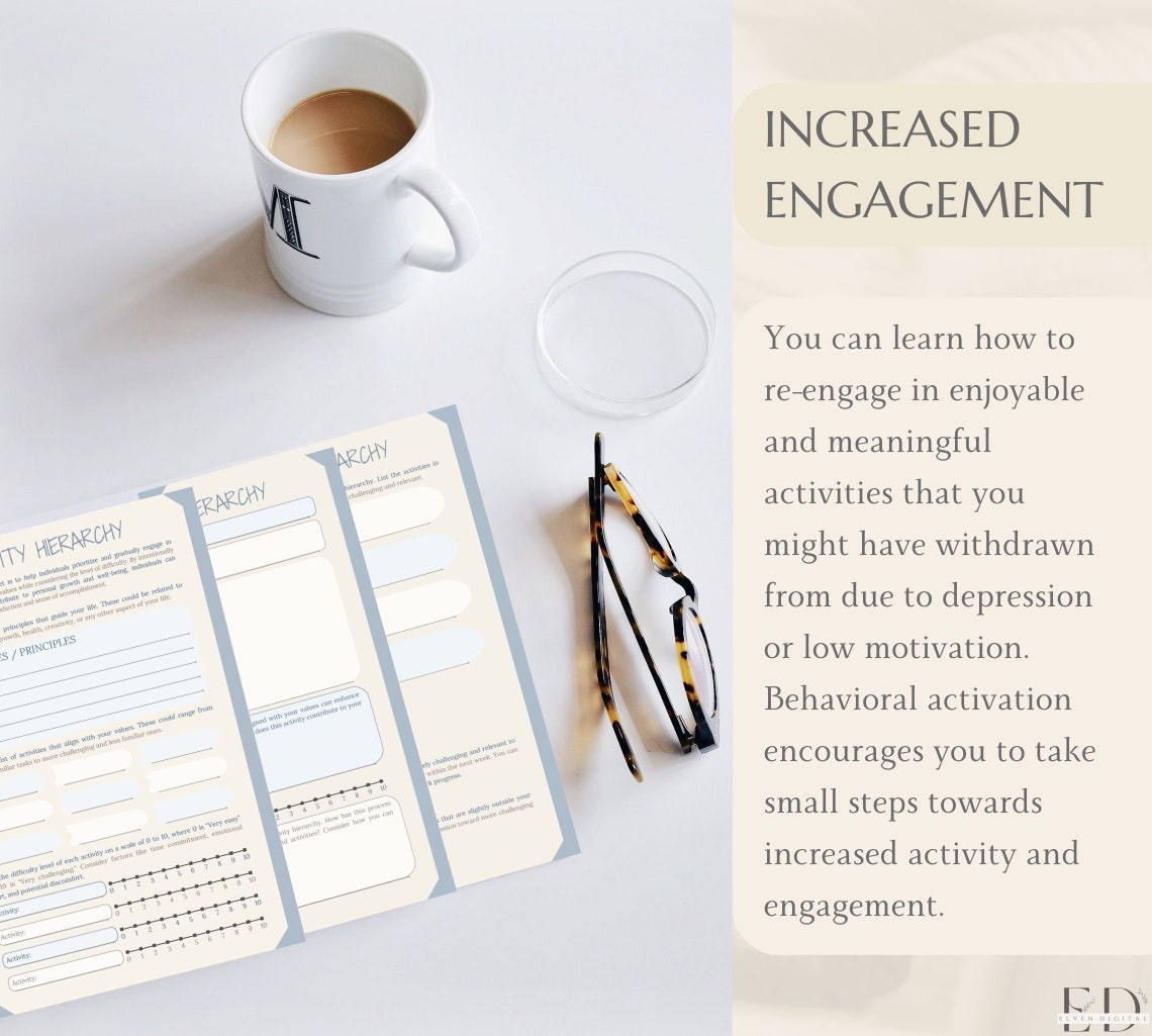 CBT Worksheets Behavioral Activation Counseling Handout Activity ...