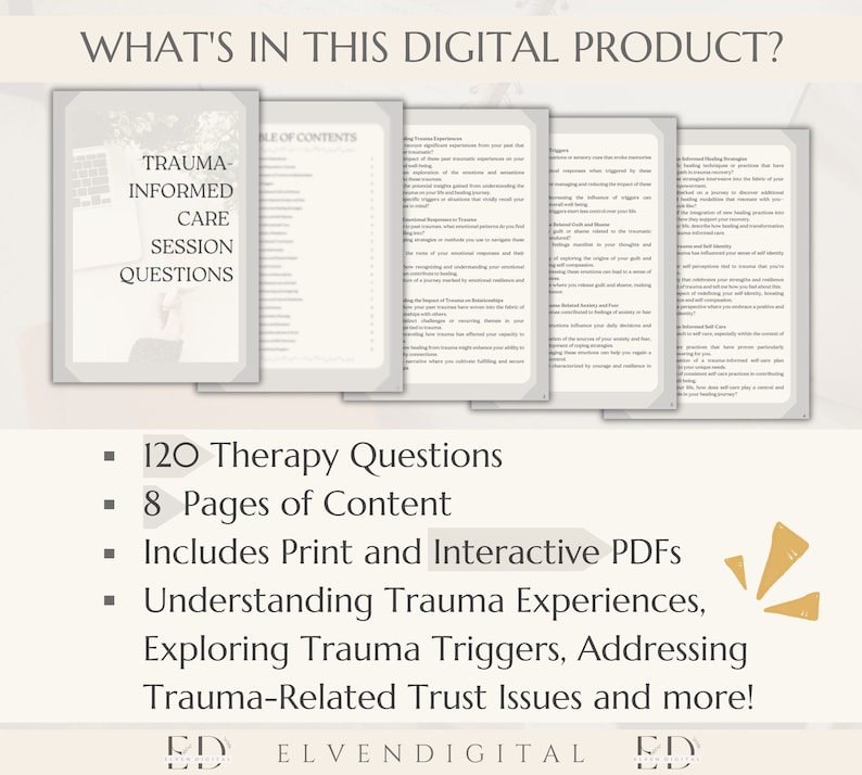 Trauma Informed Therapy Session Questions for Client Counseling ...