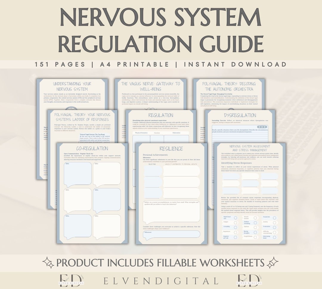 Nervous System Regulation Worksheets for Polyvagal Theory Nervous ...