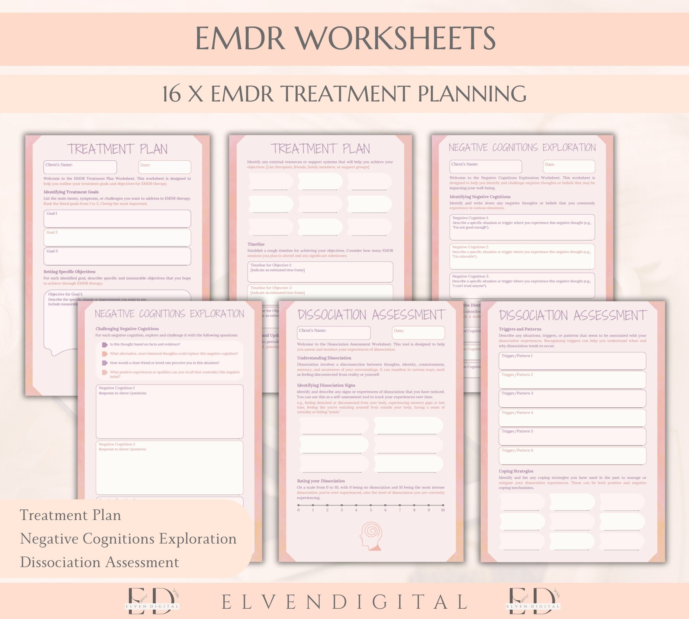 EMDR Worksheet Bundle EMDR Script for Therapist EMDR Therapy Worksheets ...