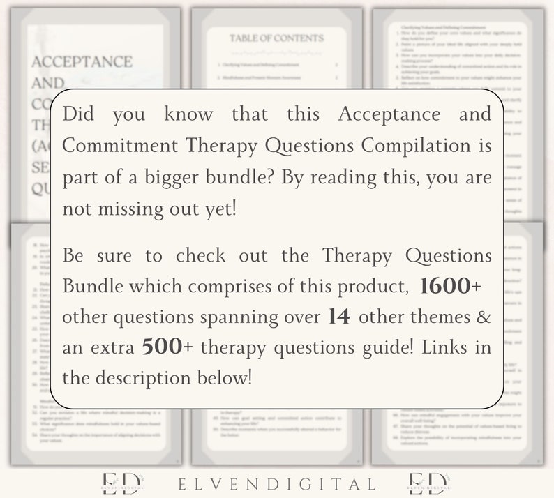 ACT Therapy Questions Therapy Practice Tools ACT Counseling Workbook ...