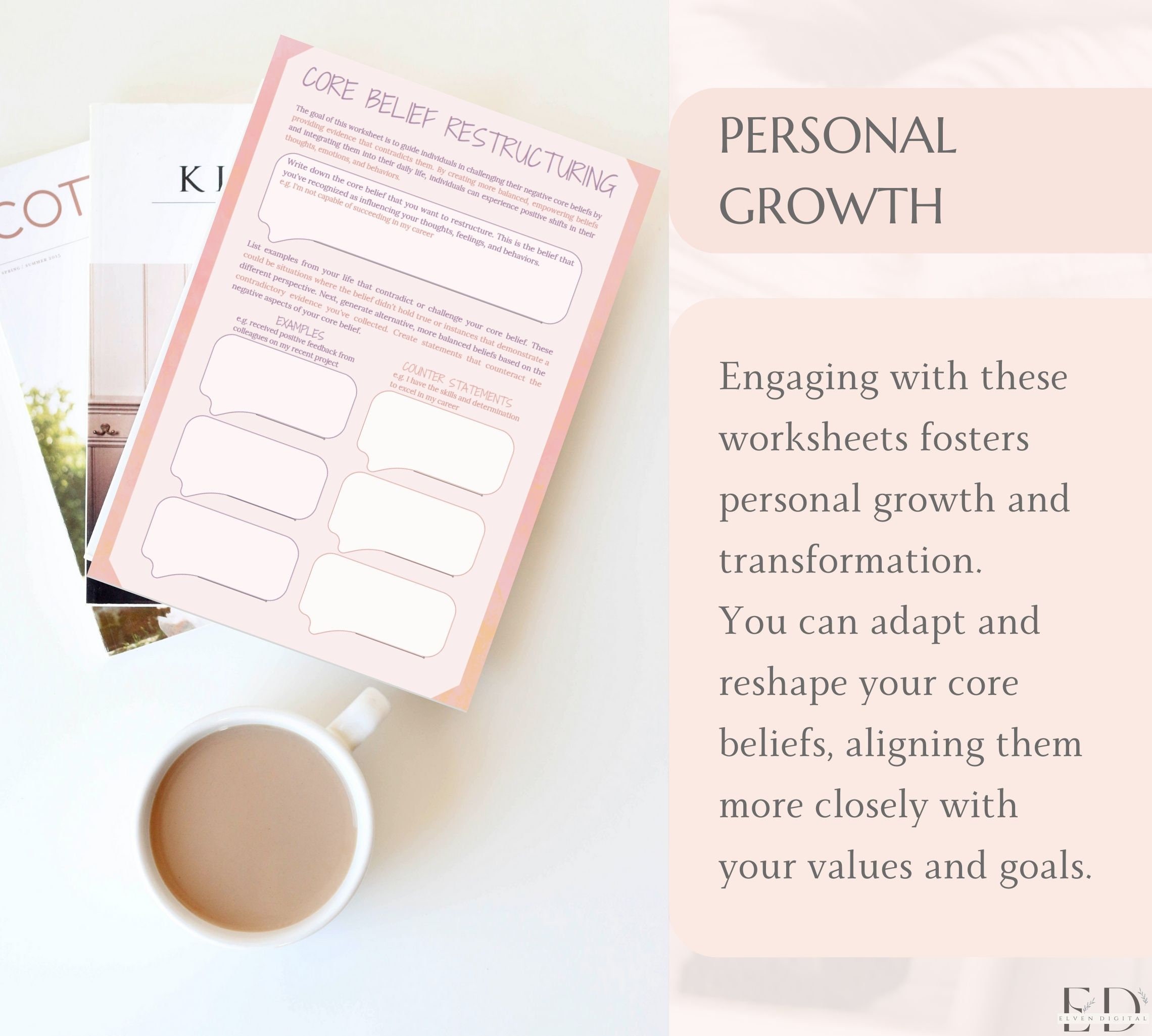 CBT Worksheets Core Beliefs Therapy Worksheet for Teens and Adults ...