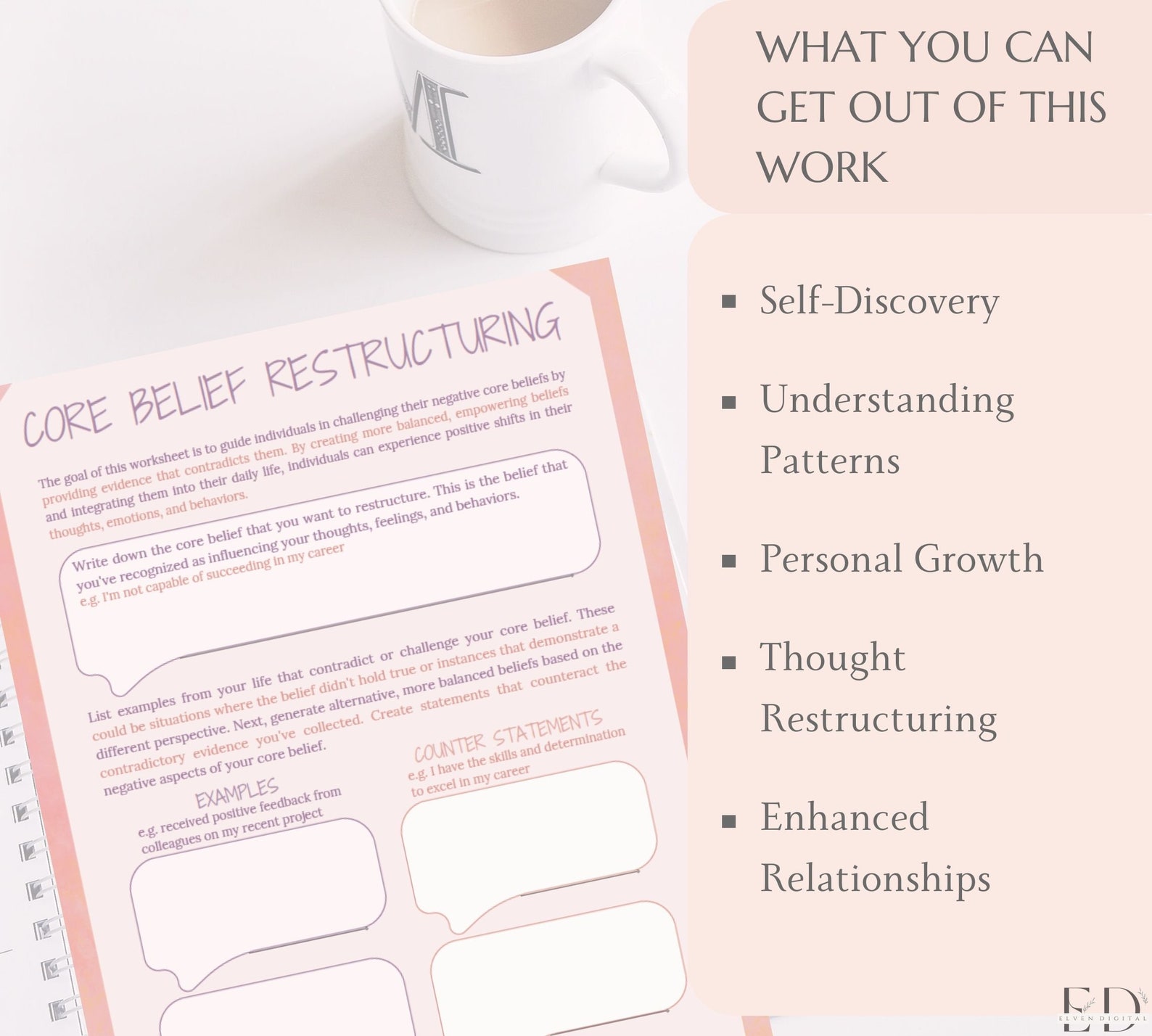 CBT Worksheets Core Beliefs Therapy Worksheet for Teens and Adults ...