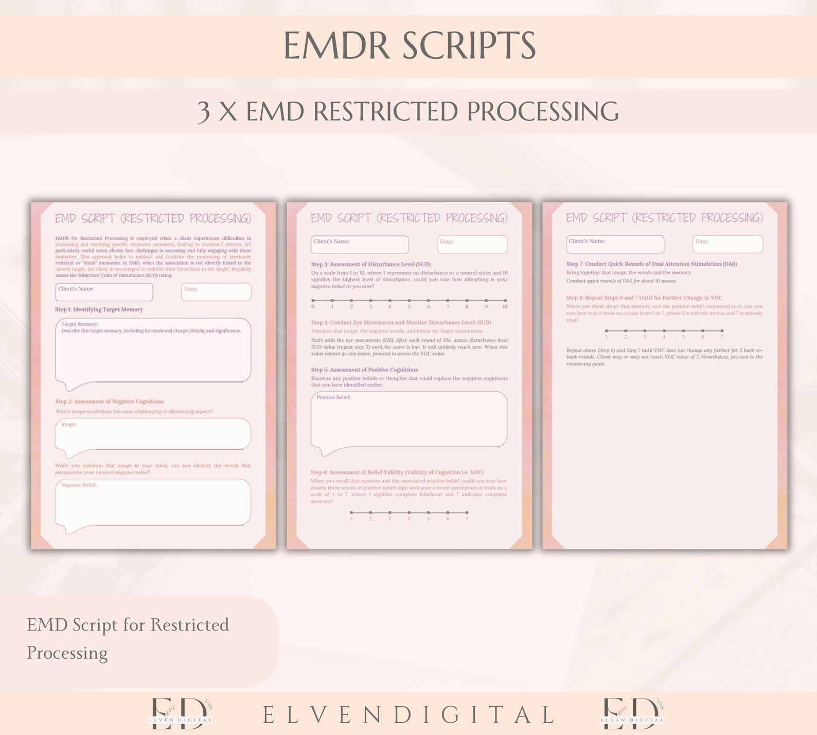 EMDR Worksheet Bundle EMDR Script for Therapist EMDR Therapy Worksheets ...