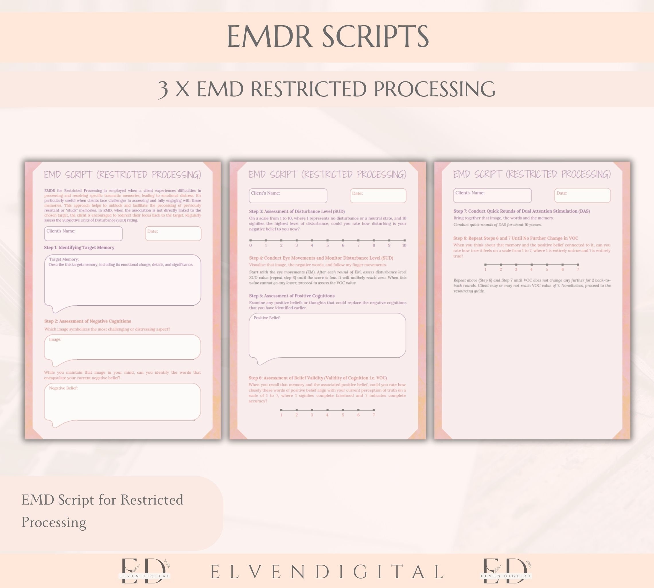 EMDR Worksheet Bundle EMDR Script for Therapist EMDR Therapy Worksheets ...