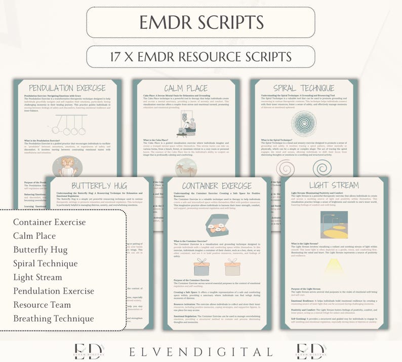 EMDR Worksheets for Therapist EMDR Bundle Therapy Scripts EMDR Handouts ...