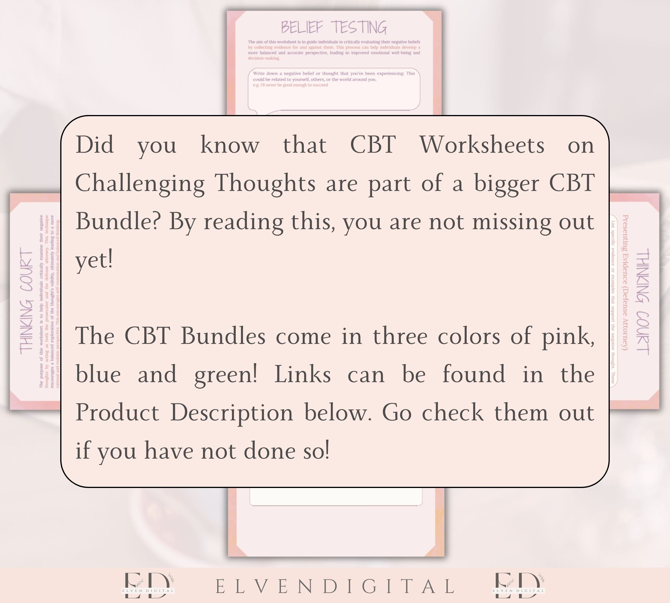 CBT for Anxiety CBT Worksheets for Teen and Adult Challenging Anxious ...