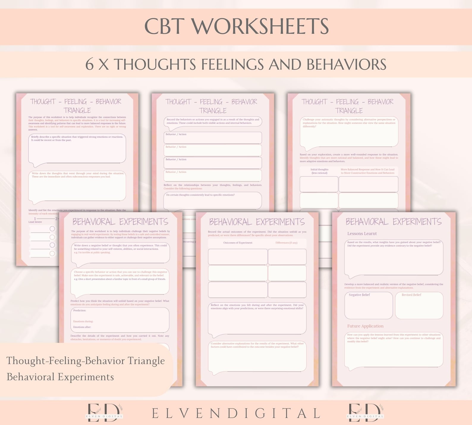 CBT Therapy Worksheets Cbt Bundle for Teens and Adults CBT Coping Skill ...