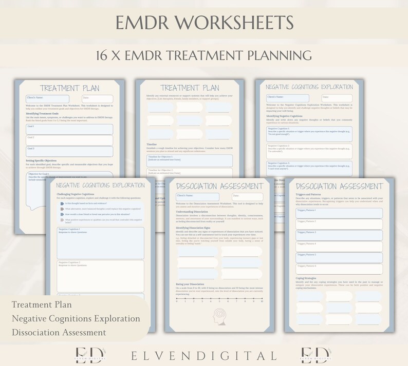 EMDR Worksheet Bundle Eye Movement Psychotherapy Bundle EMDR Scripts ...