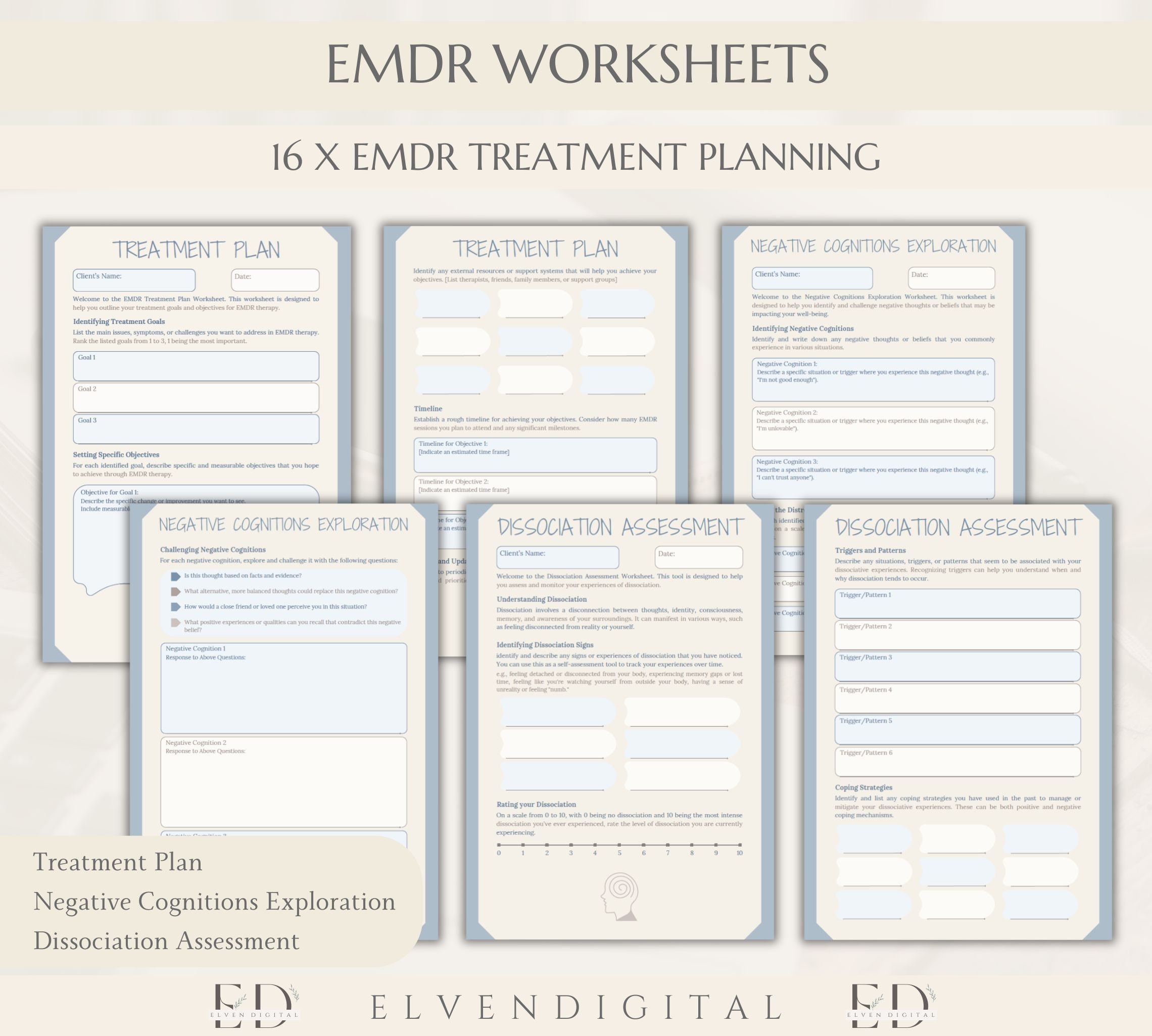 EMDR Worksheet Bundle Eye Movement Psychotherapy Bundle EMDR Scripts ...