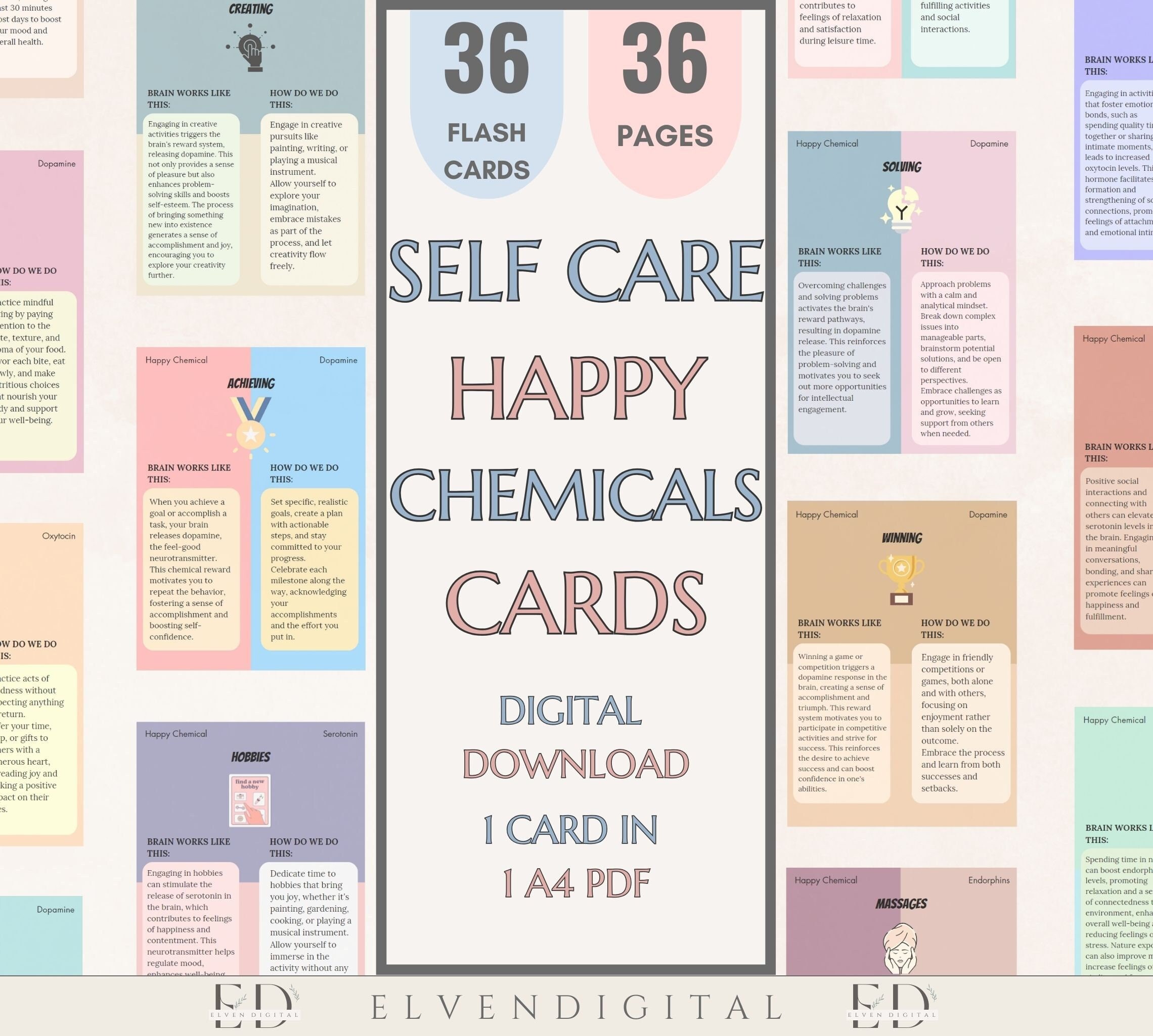 Self Care Card Deck Happy Chemicals Printable Happiness Kits Self Love ...