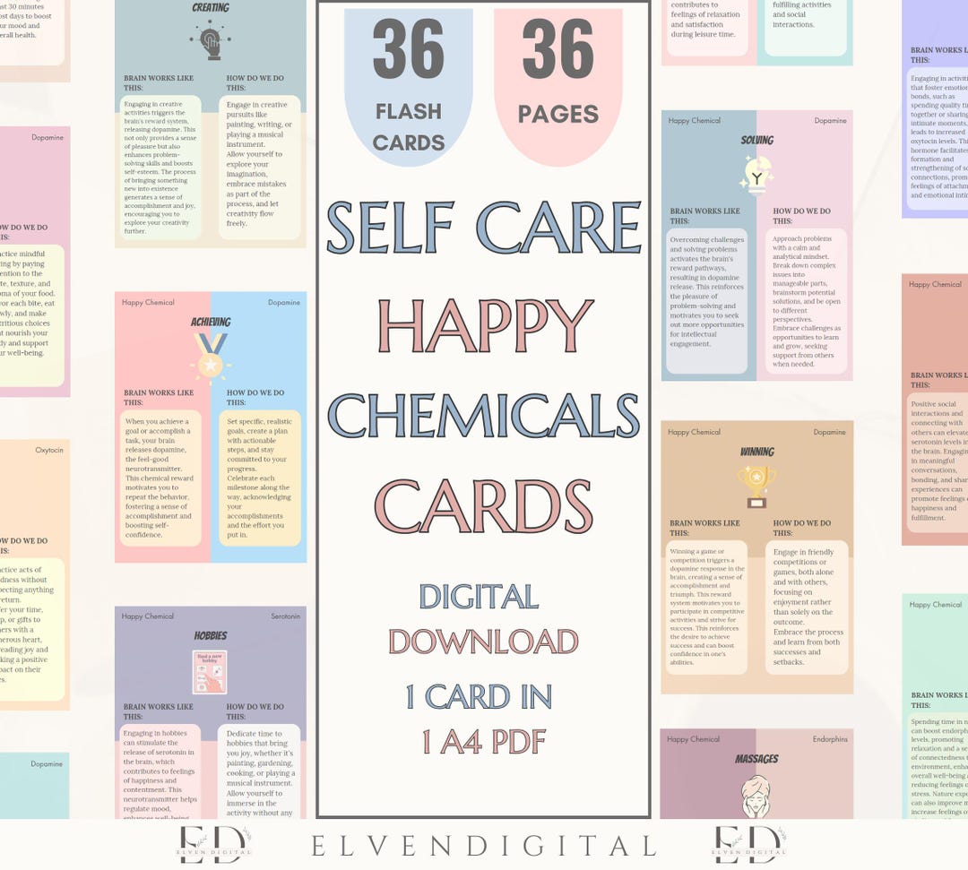 Self Care Card Deck Happy Chemicals Printable Happiness Kits Self Love ...