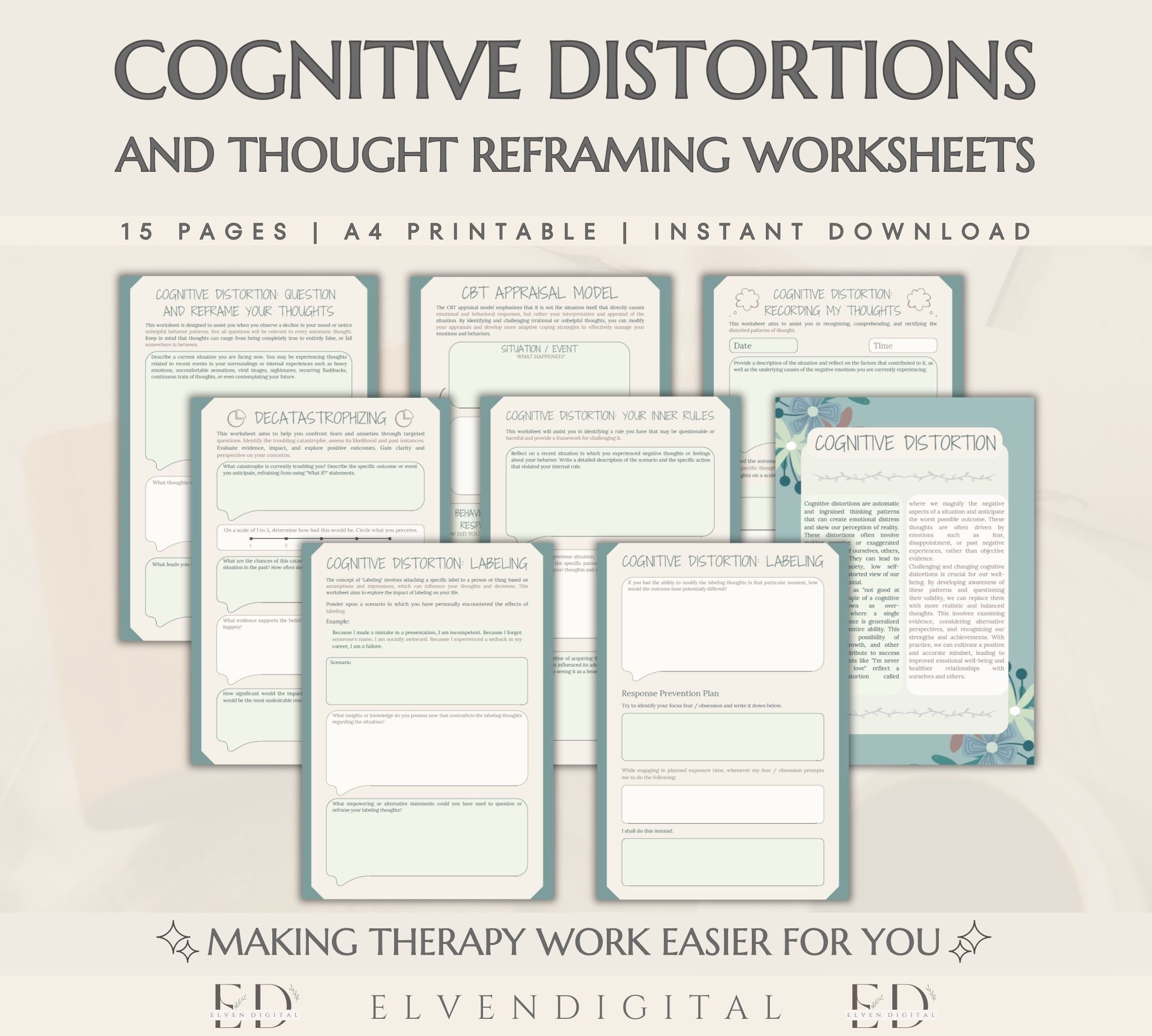 Cognitive Distortion Worksheet Cognitive Psychology Worksheets ...