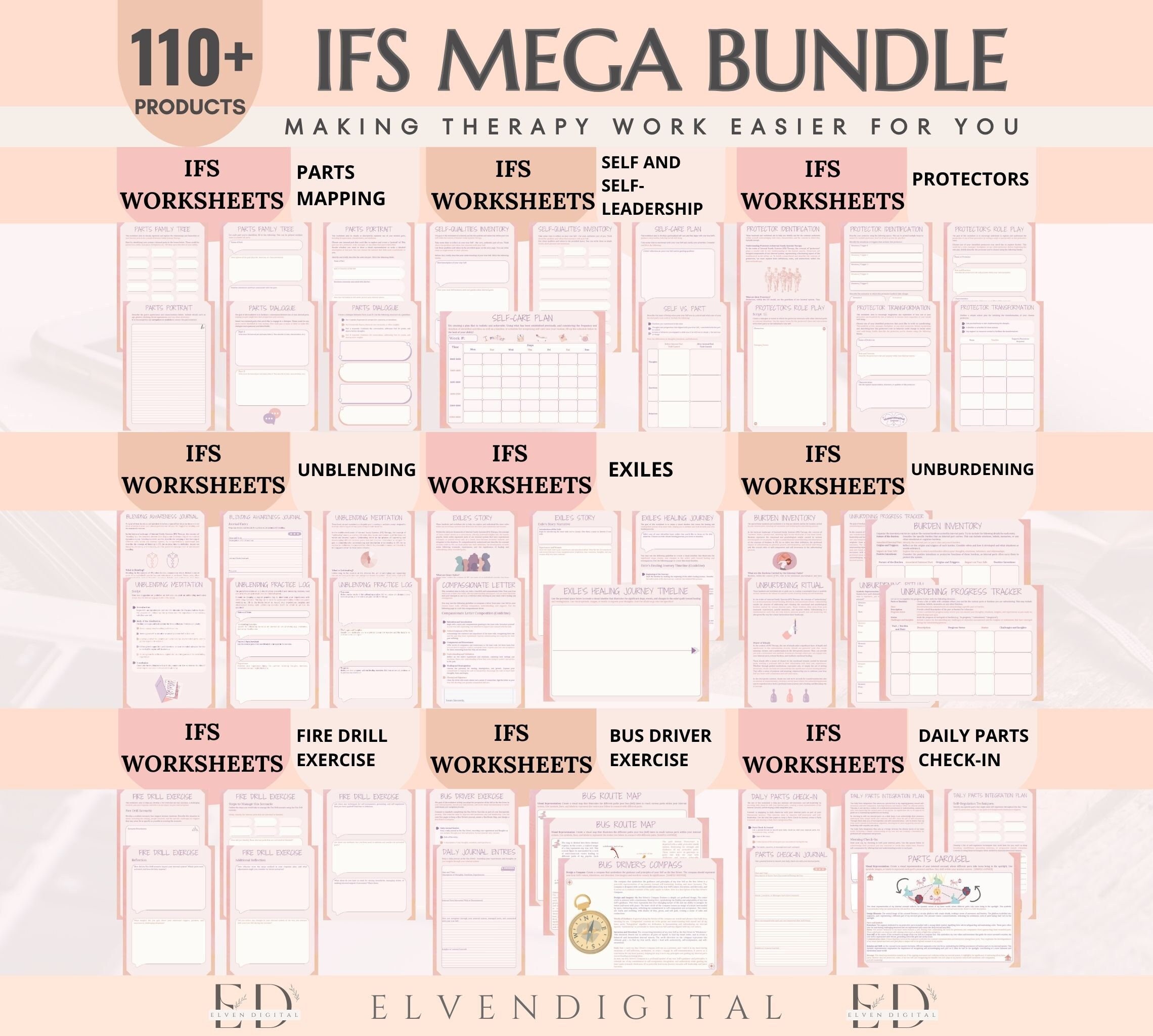 IFS Resource Bundle Parts Work Worksheets IFS Cards Internal Family ...