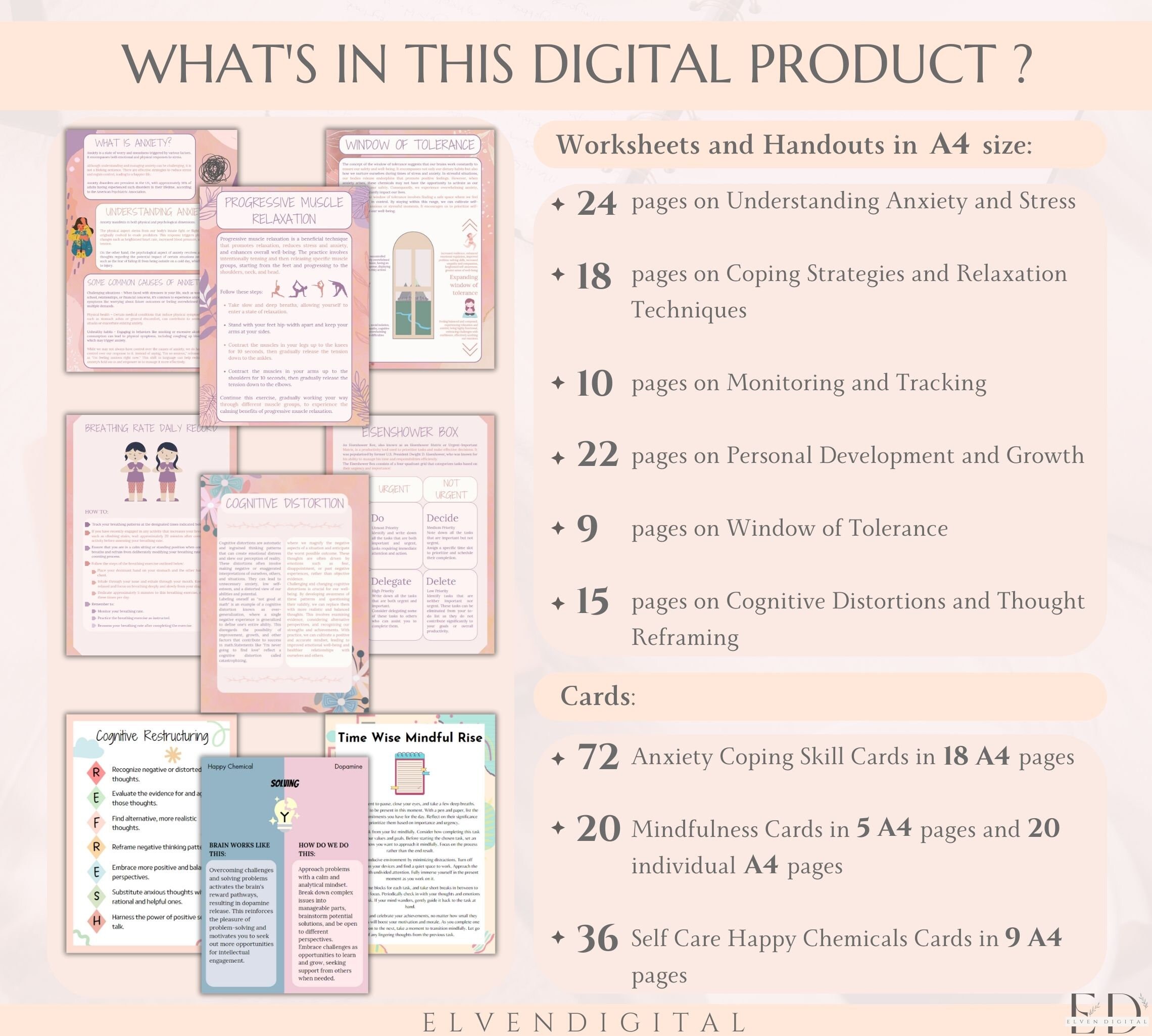 Therapy Workbook Coping Skills Cards Therapist Anxiety Bundle ...