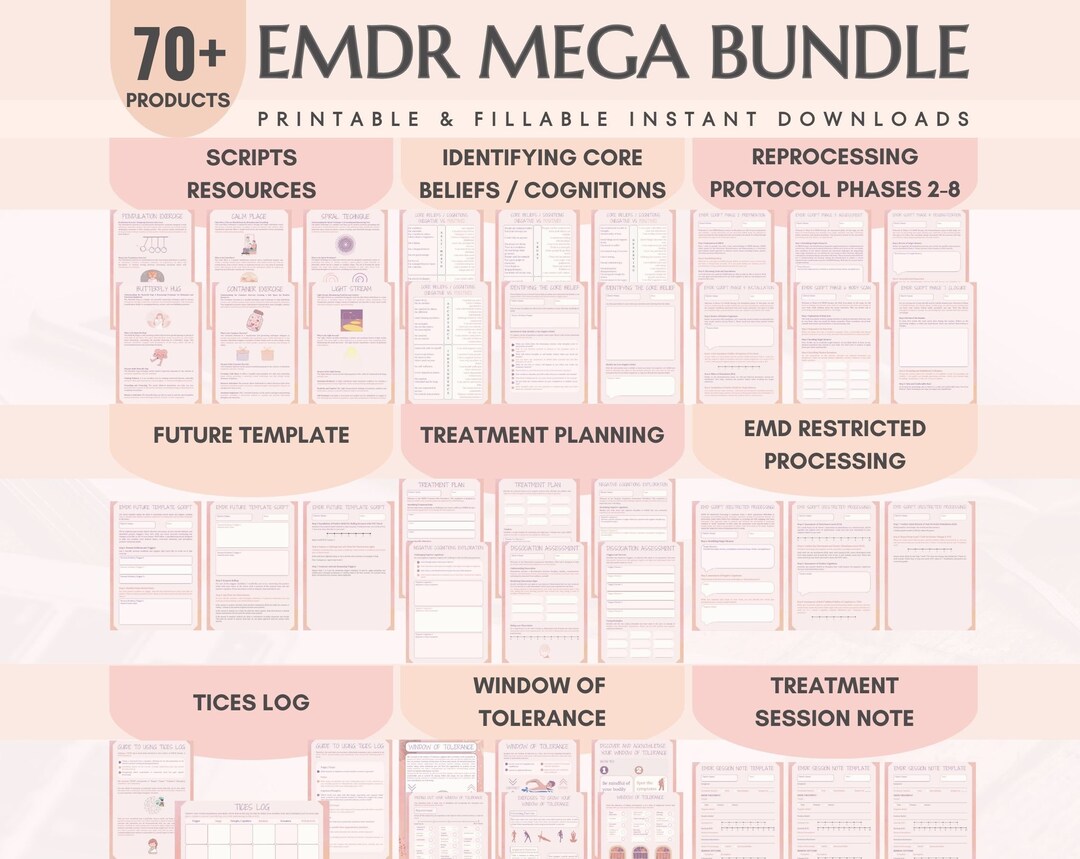 EMDR Worksheet Bundle EMDR Script for Therapist EMDR Therapy Worksheets Emdr Tools Emdr ...