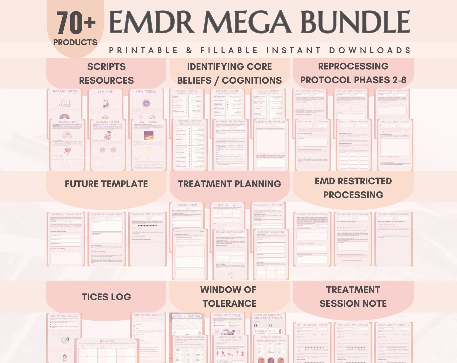 EMDR Worksheet Bundle EMDR Script for Therapist EMDR Therapy Worksheets ...
