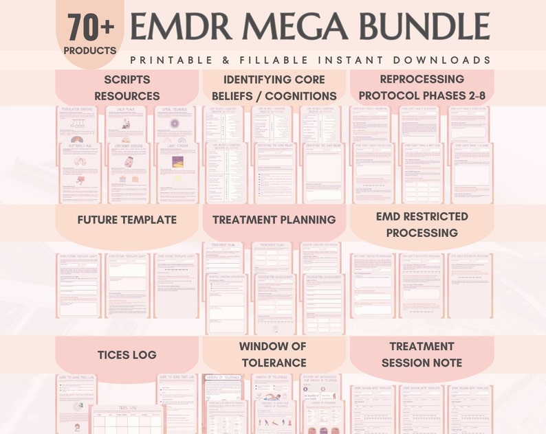 EMDR Worksheet Bundle EMDR Script for Therapist EMDR Therapy Worksheets ...