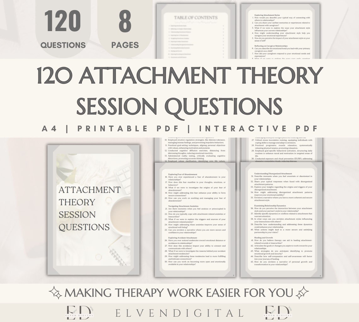 Attachment Theory Therapy Questions Adult Attachment Therapy Worksheets ...
