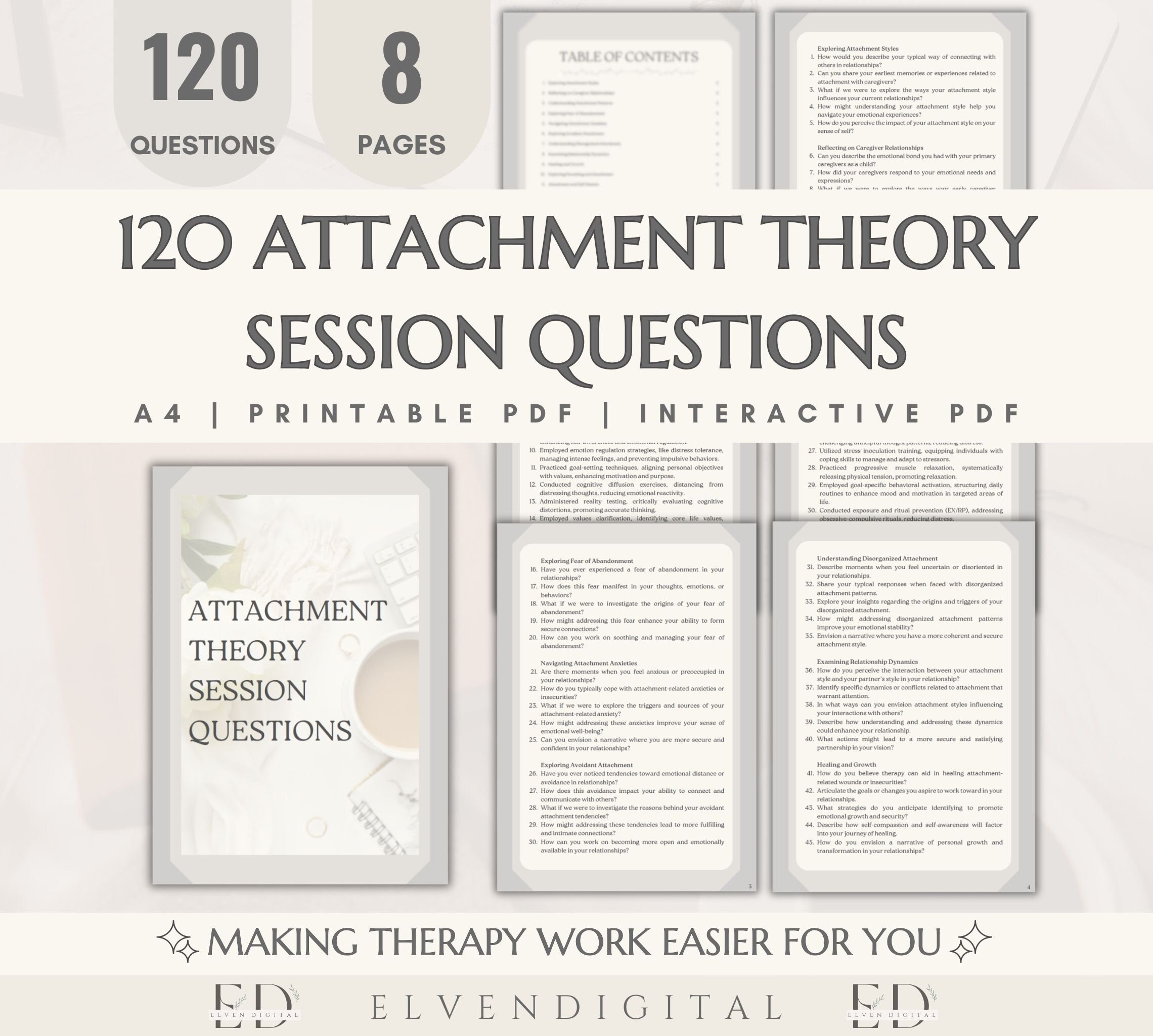 Attachment Theory Therapy Questions Adult Attachment Therapy Worksheets ...