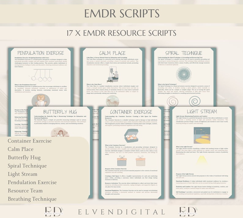 EMDR Worksheets for Therapist EMDR Bundle Therapy Scripts EMDR Handouts ...