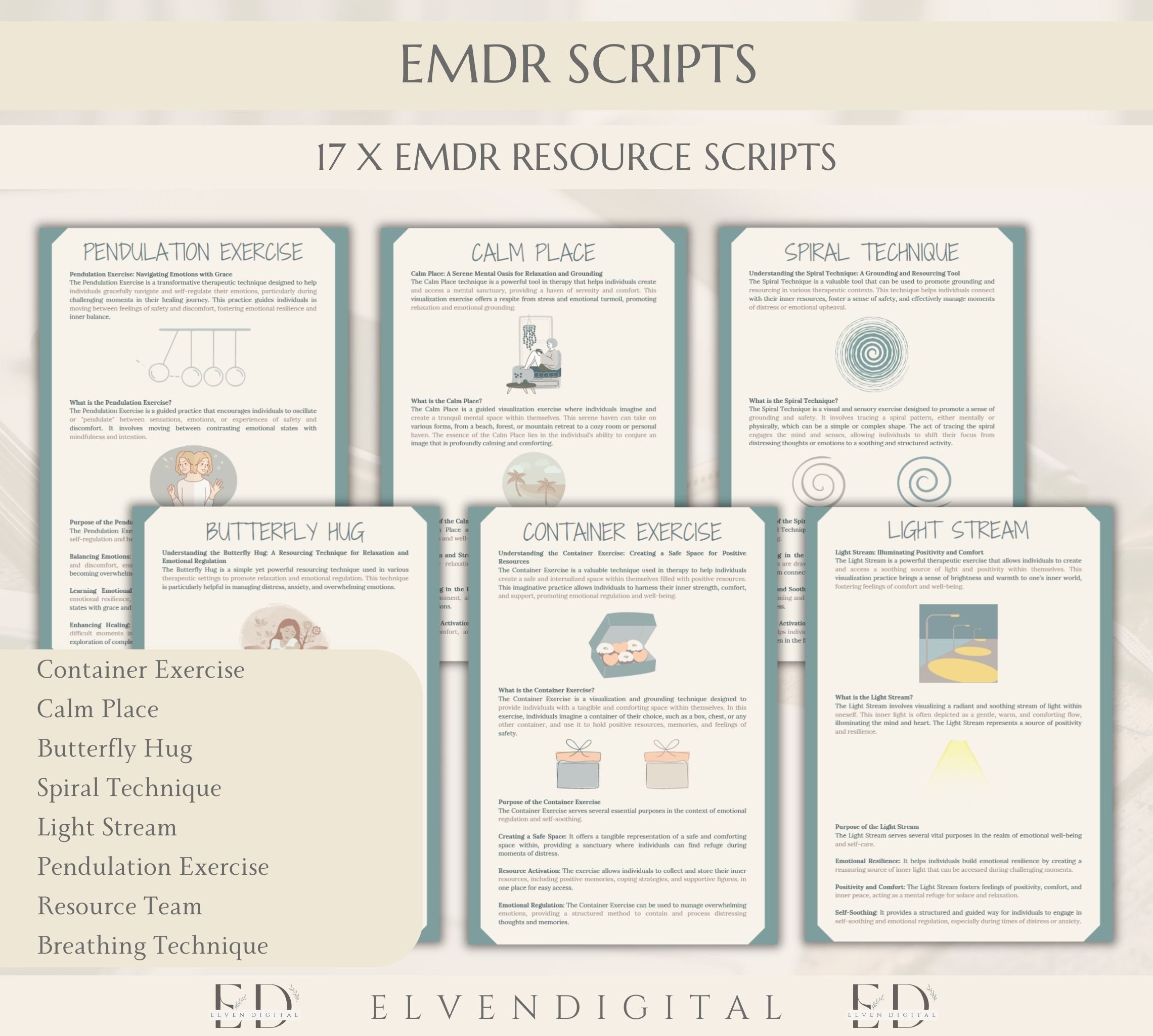 EMDR Worksheets for Therapist EMDR Bundle Therapy Scripts EMDR Handouts ...