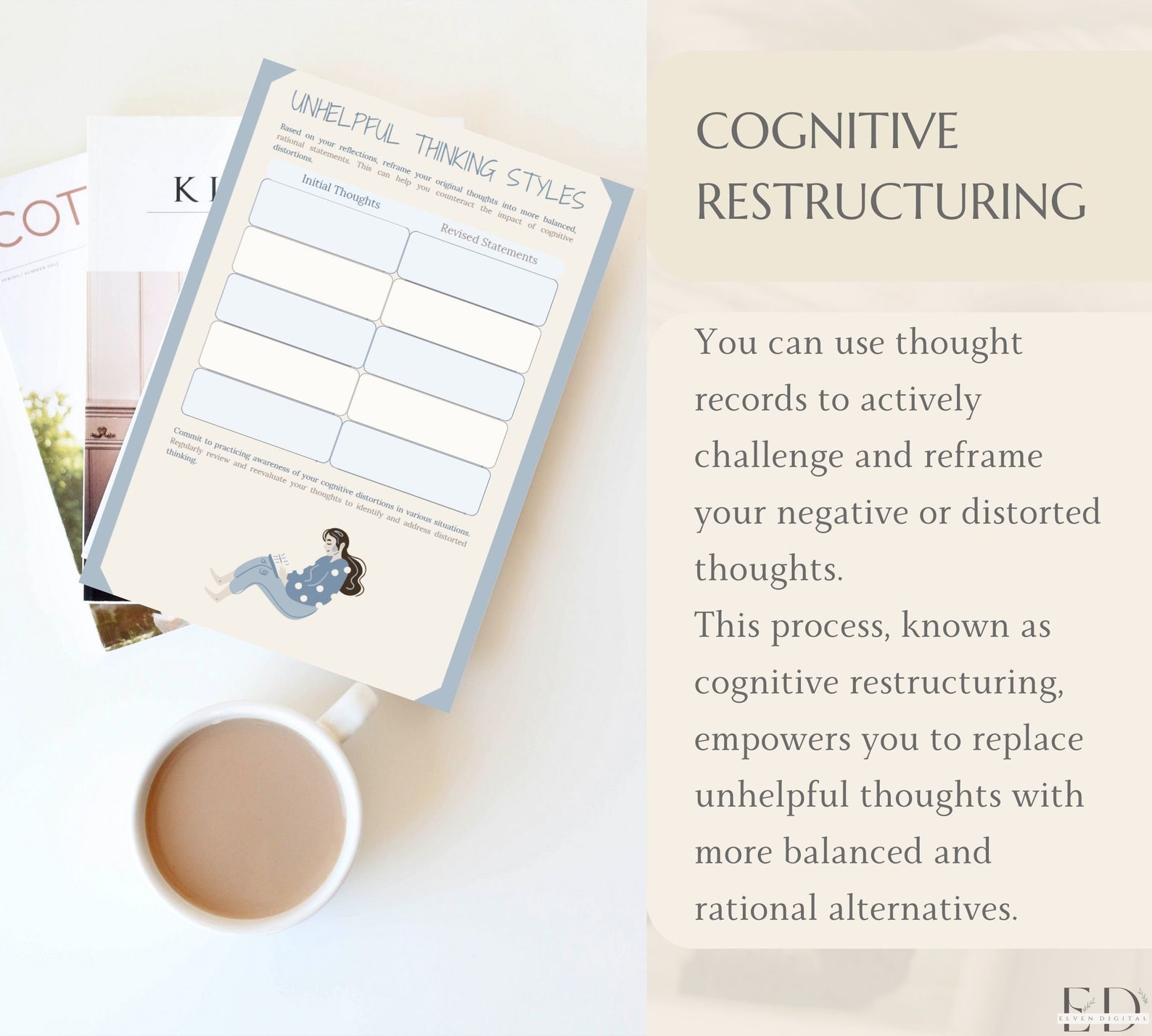 CBT Thought Record Worksheet CBT Unhelpful Thinking Styles Counseling ...