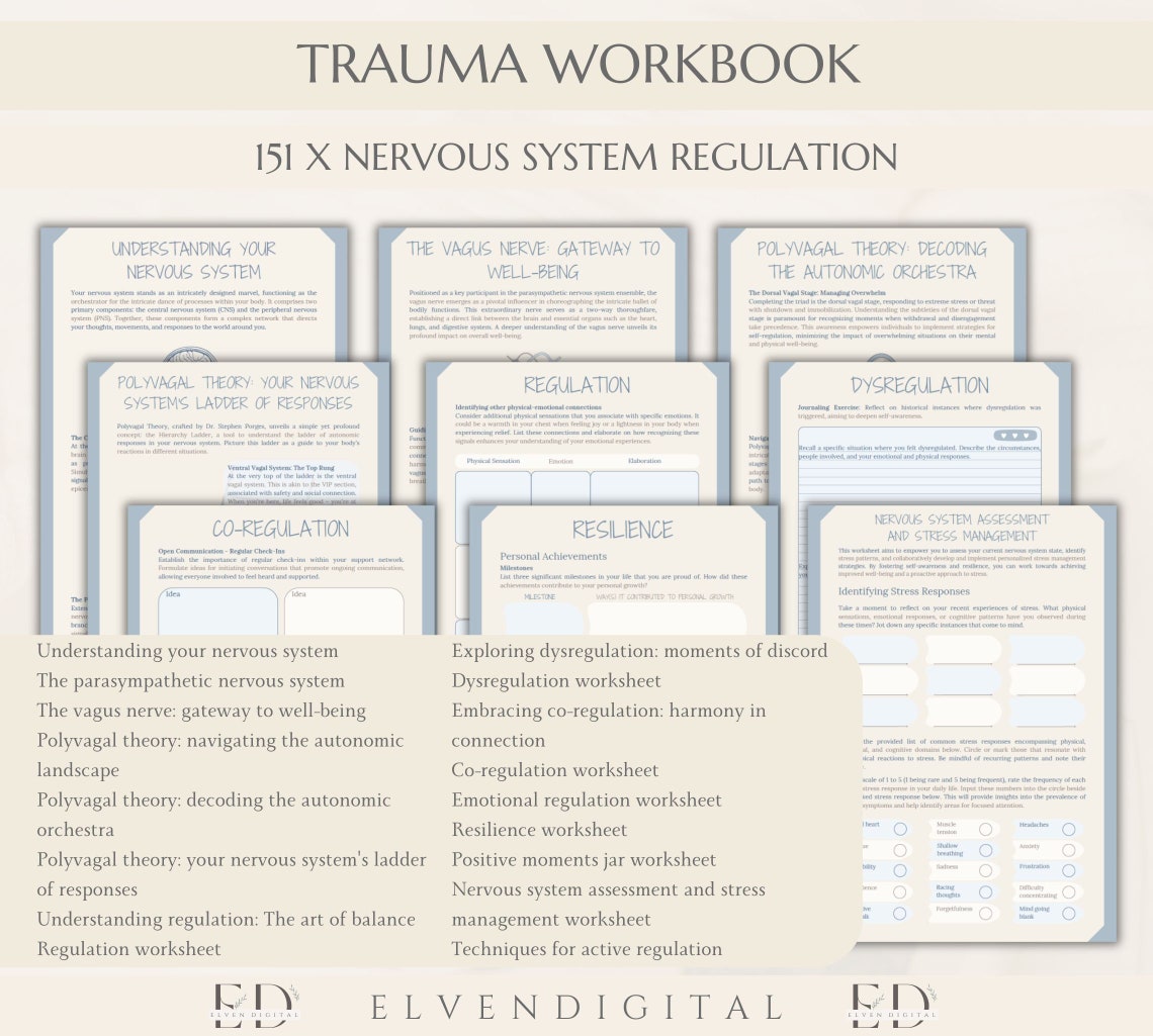 Trauma Therapy Bundle Nervous System Regulation Workbook Adult Trauma ...