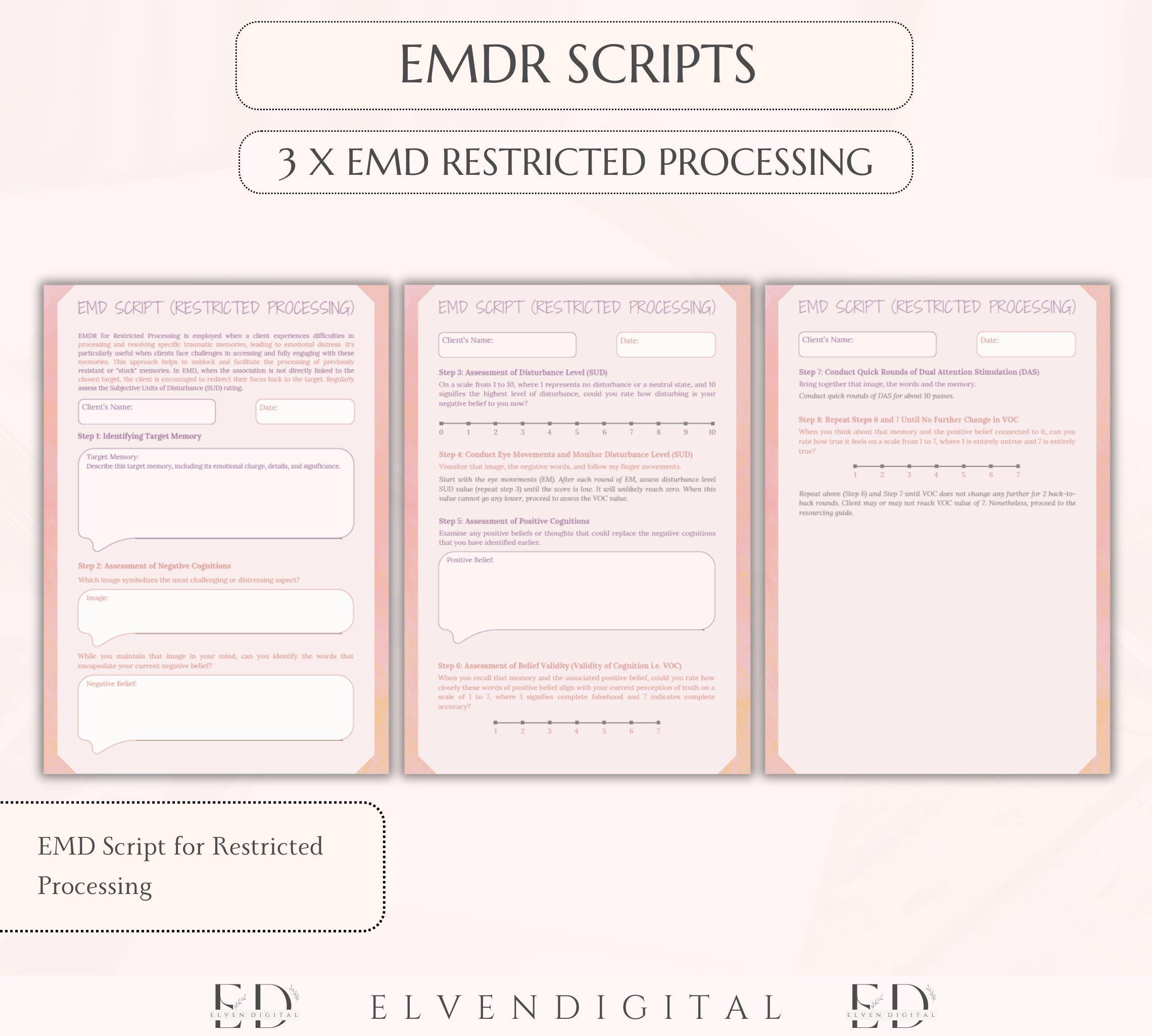 EMDR Worksheet Bundle EMDR Script for Therapist EMDR Therapy Worksheets ...